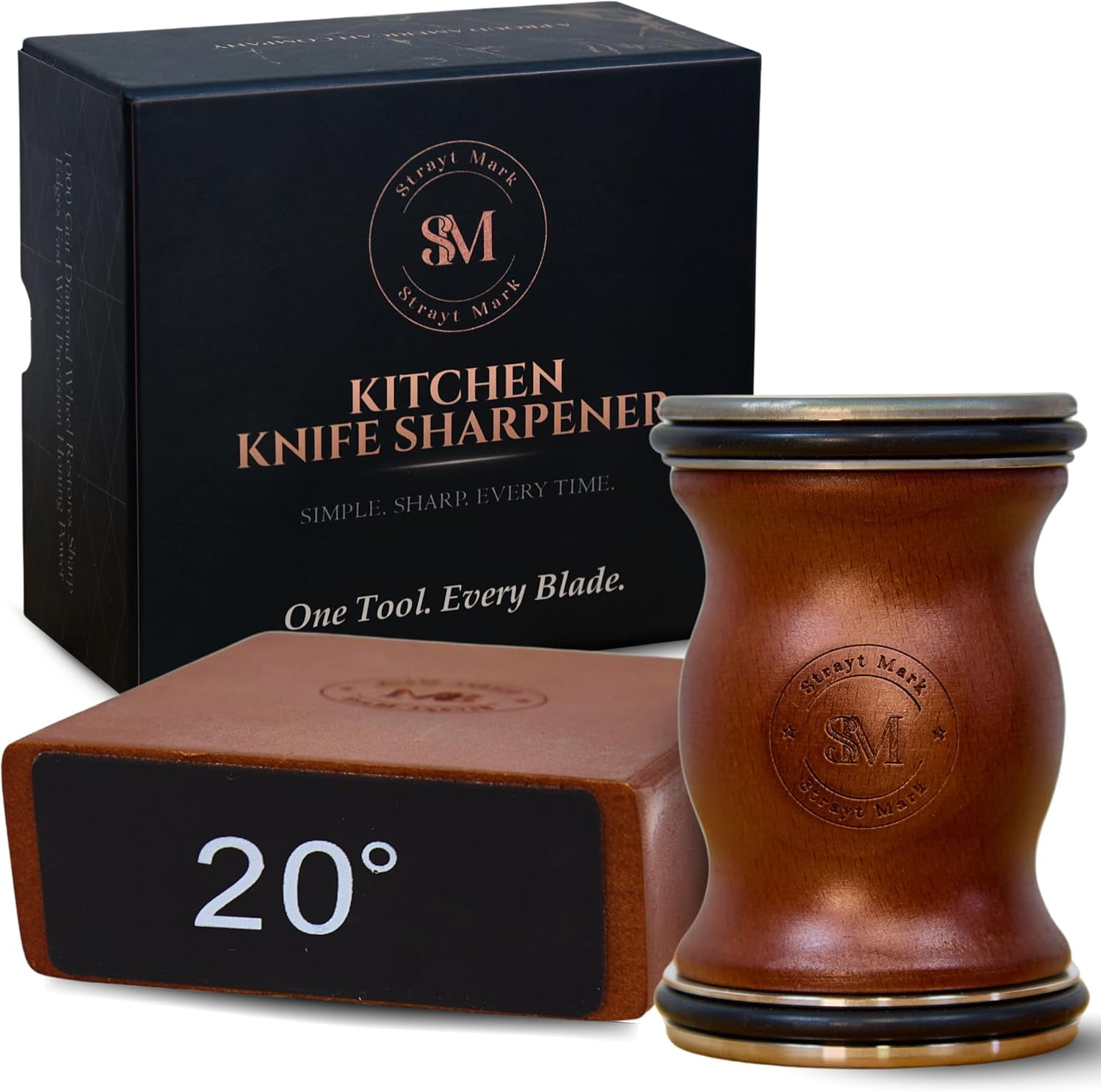 Rolling Knife Sharpener Kit – Premium Walnut Wood Kitchen Knife ...