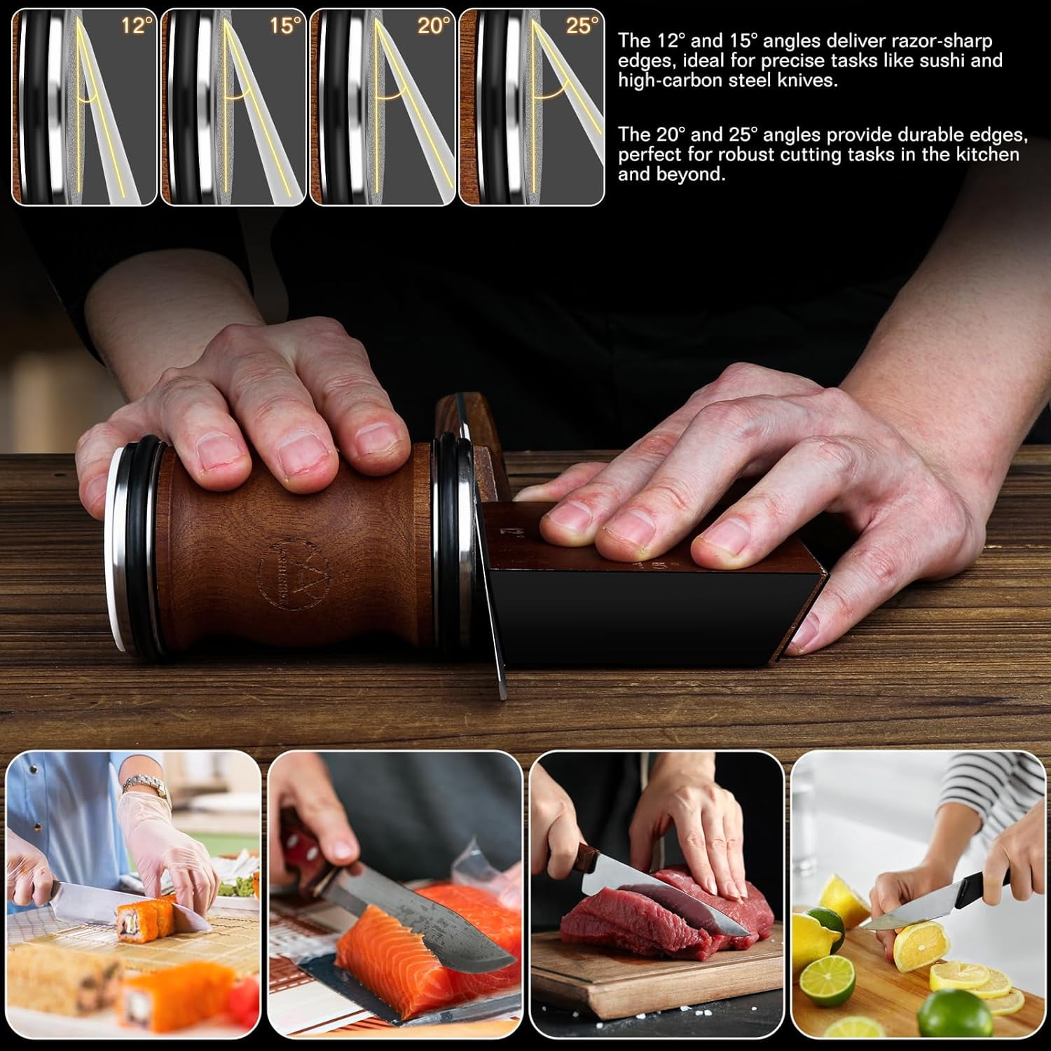 Rolling Knife Sharpener Tool Kit, Multi-Angle Magnetic Roller Sharpeners for Kitchen Knives ...
