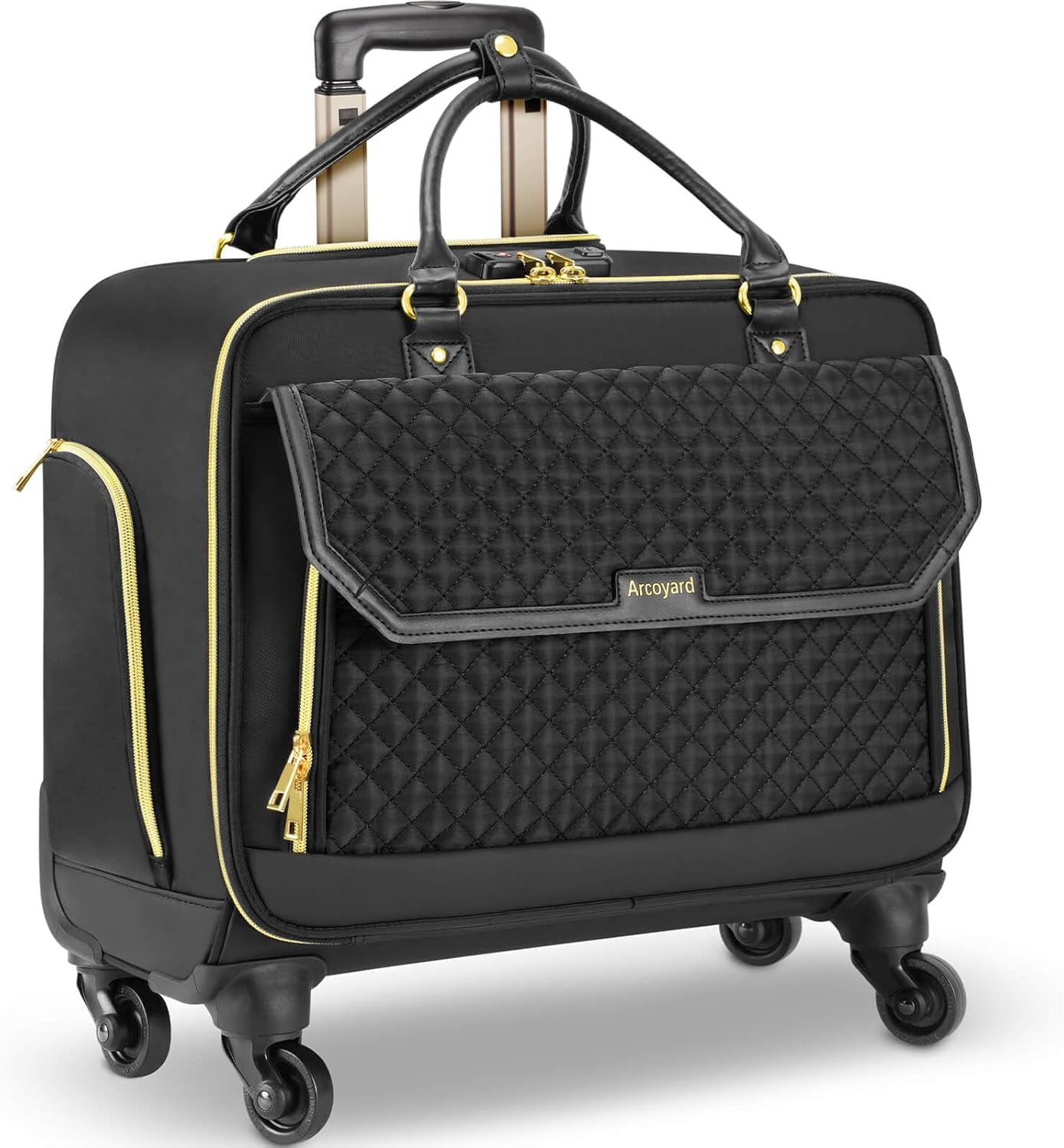 Rolling Laptop Bag, Briefcase for Women and Men with 4 Spinner Wheels ...