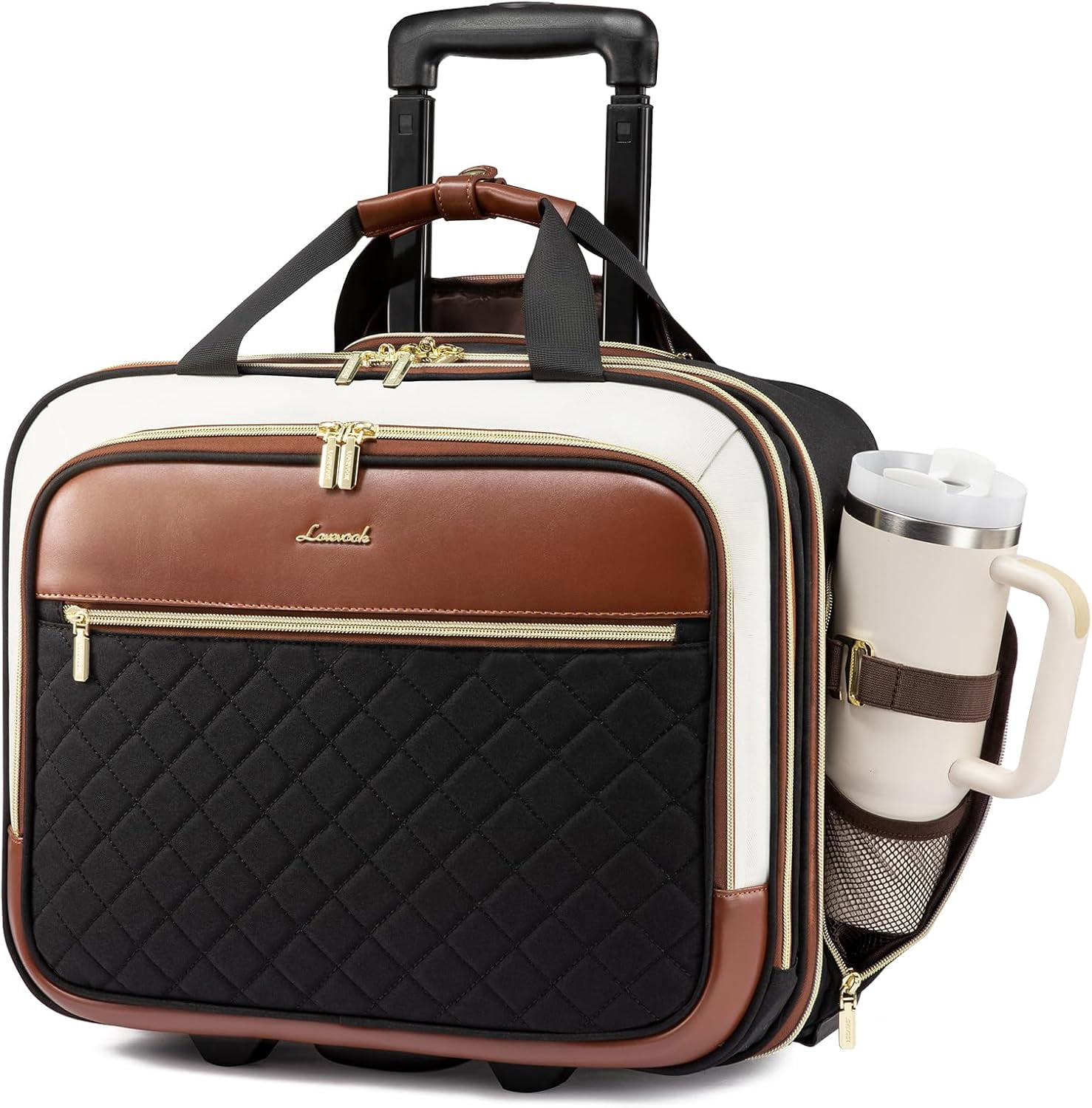 Rolling Laptop Bag Women, 17.3 Inch Briefcase with Wheels, Soft Sided ...