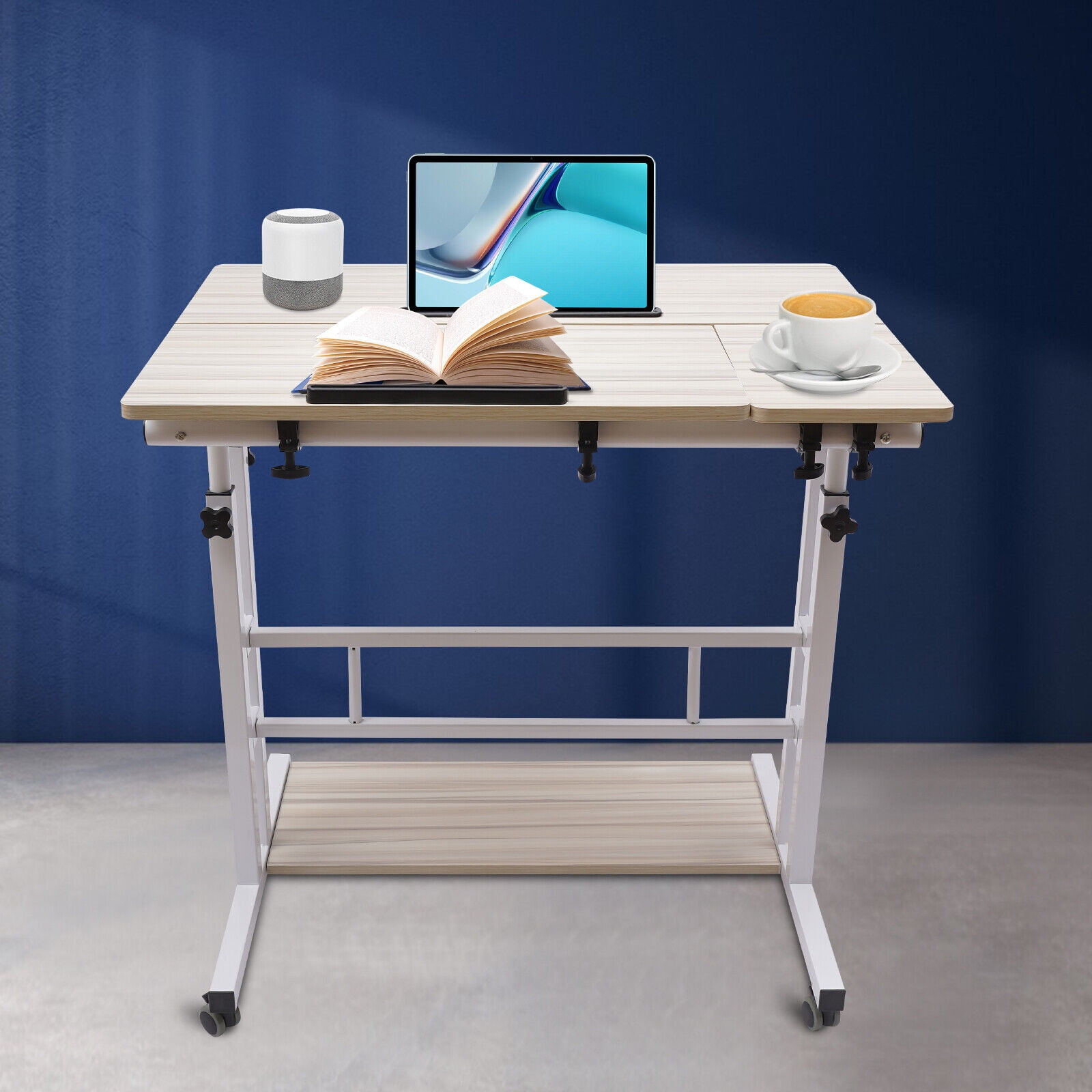 Rolling Laptop Computer Stand Table Cart Homes Desk Adjustable Angle ...