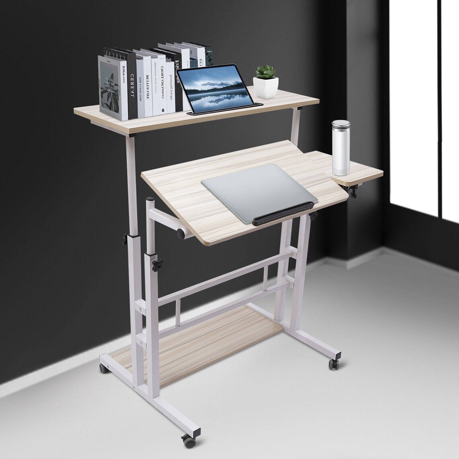 Rolling Laptop Desk Mobile Stand up Desk Adjustable Sofa Bedside ...