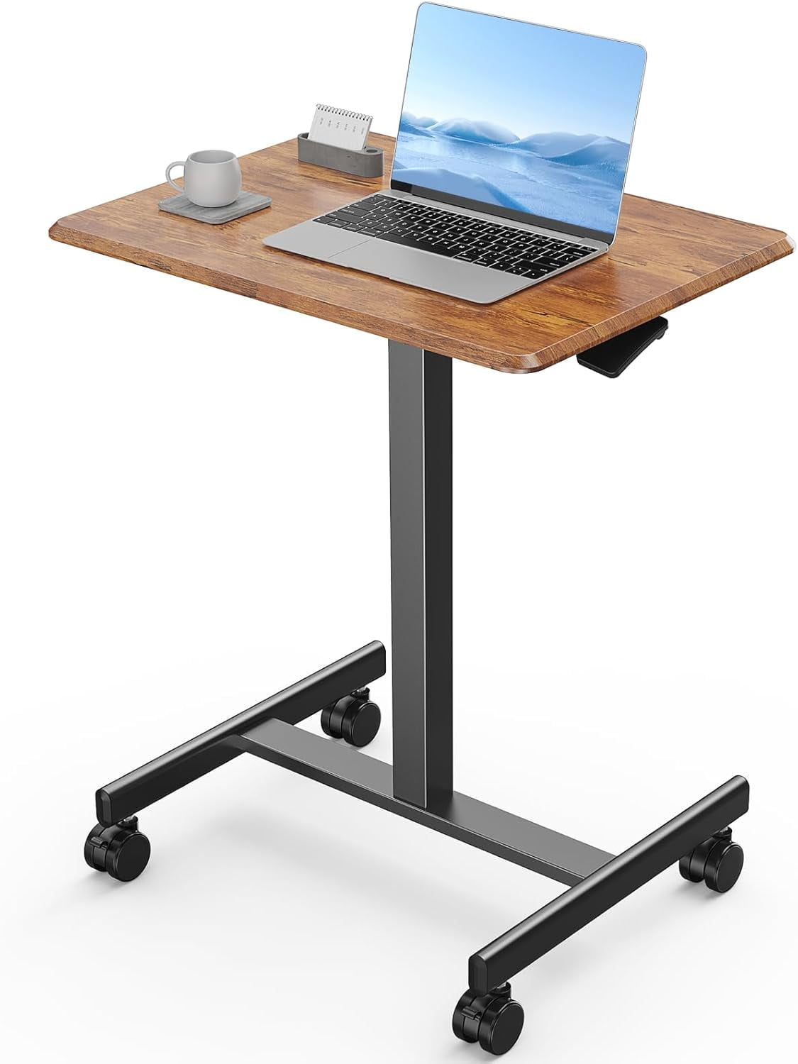 Rolling Laptop Stand Small Standing Desk with Wheels, Adjustable Height ...