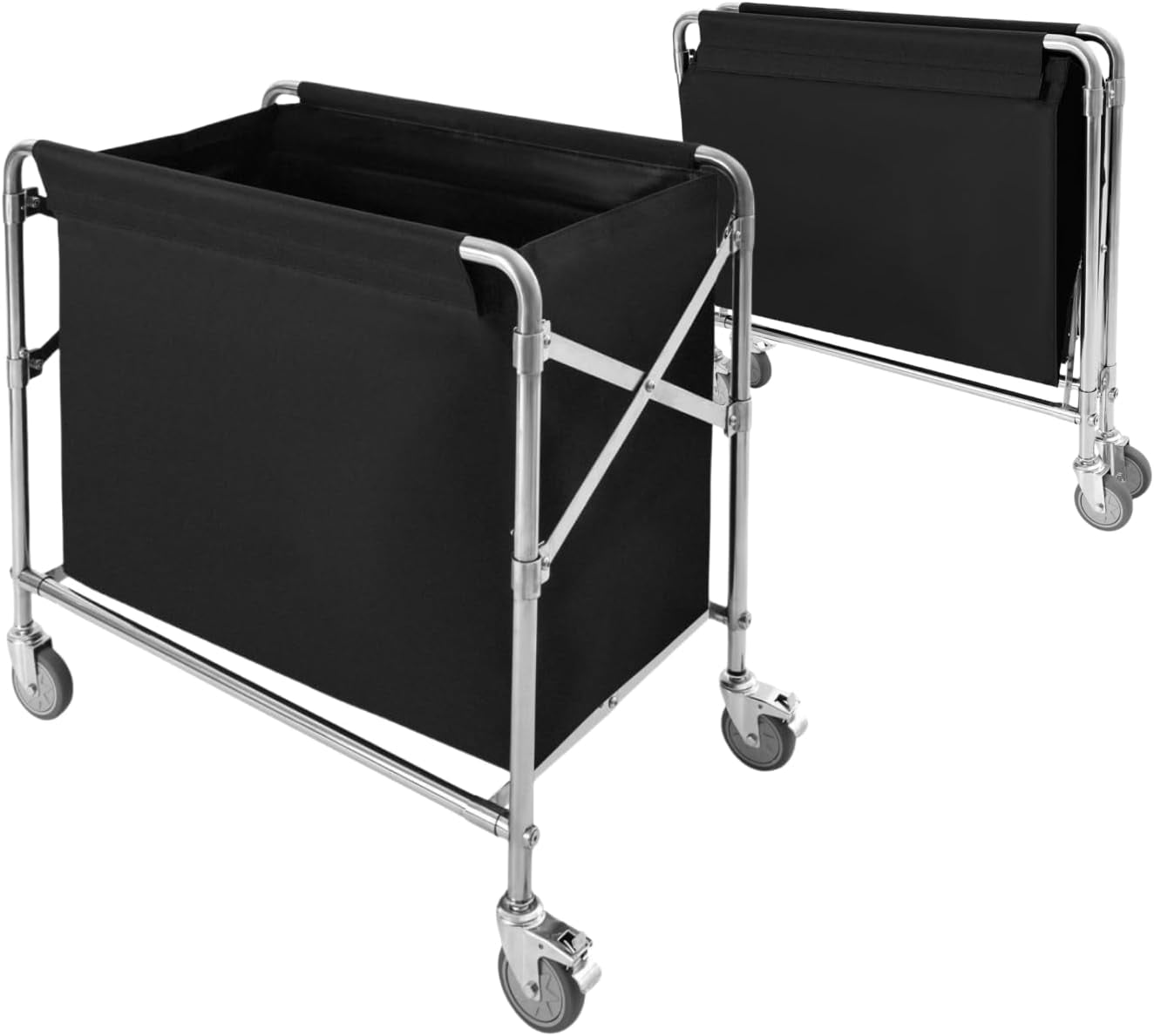 Rolling Laundry Cart, Commercial Folding Laundry Basket with Foldable ...