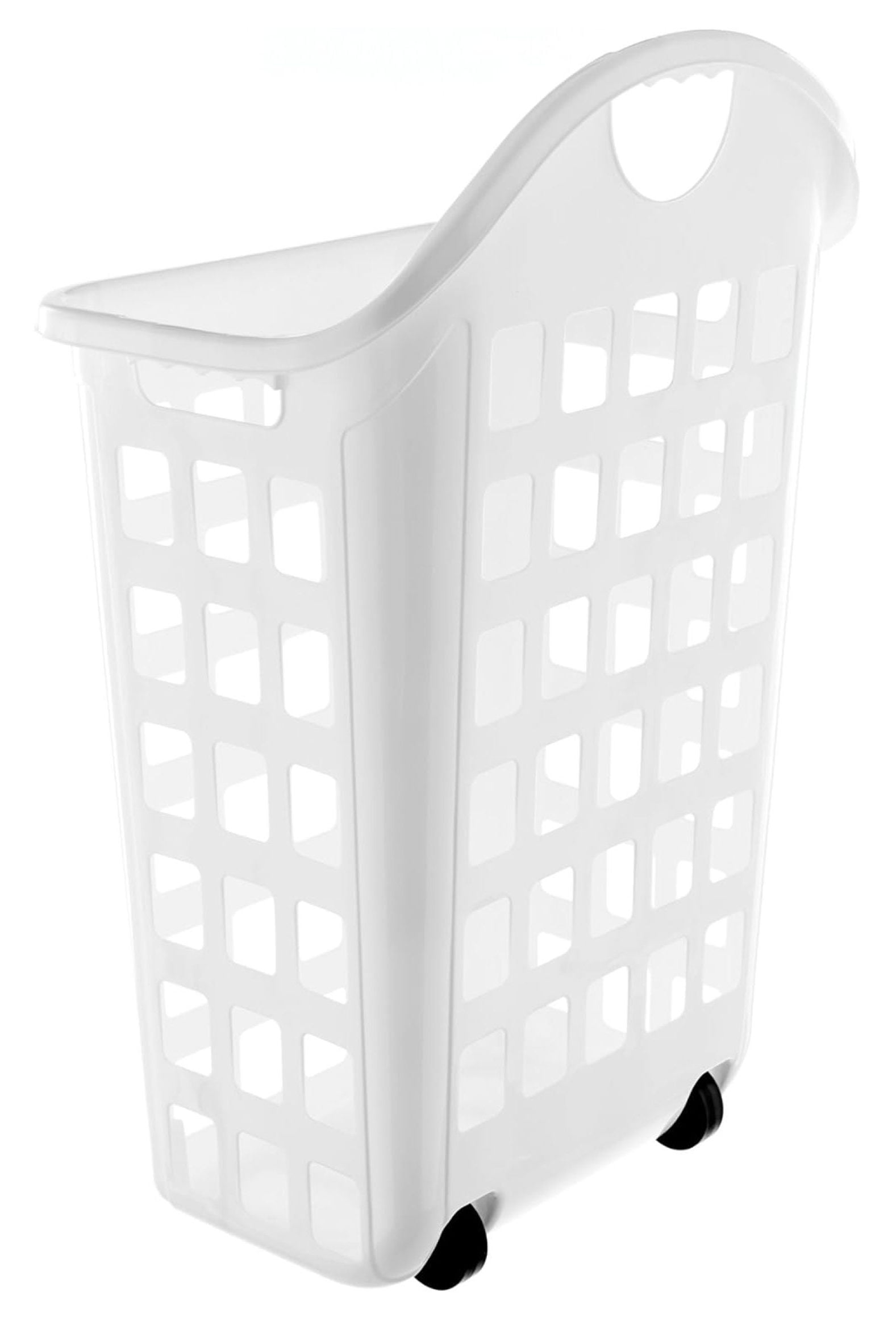 Rolling Laundry Hamper 2 Bushel - White - Slim Design with Wheels ...