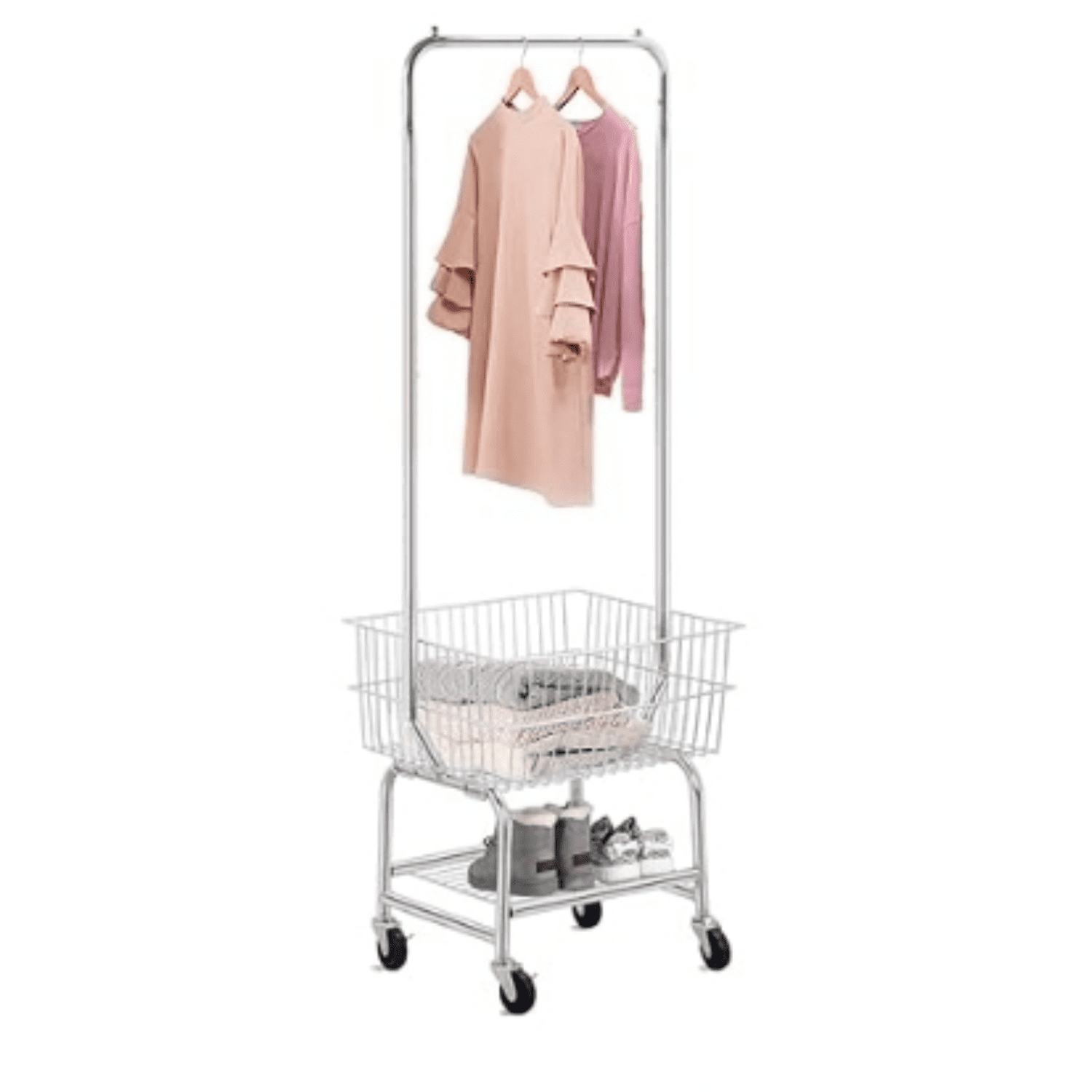 Rolling Laundry Hamper, Commerical Laundry Butler with Wire Storage ...