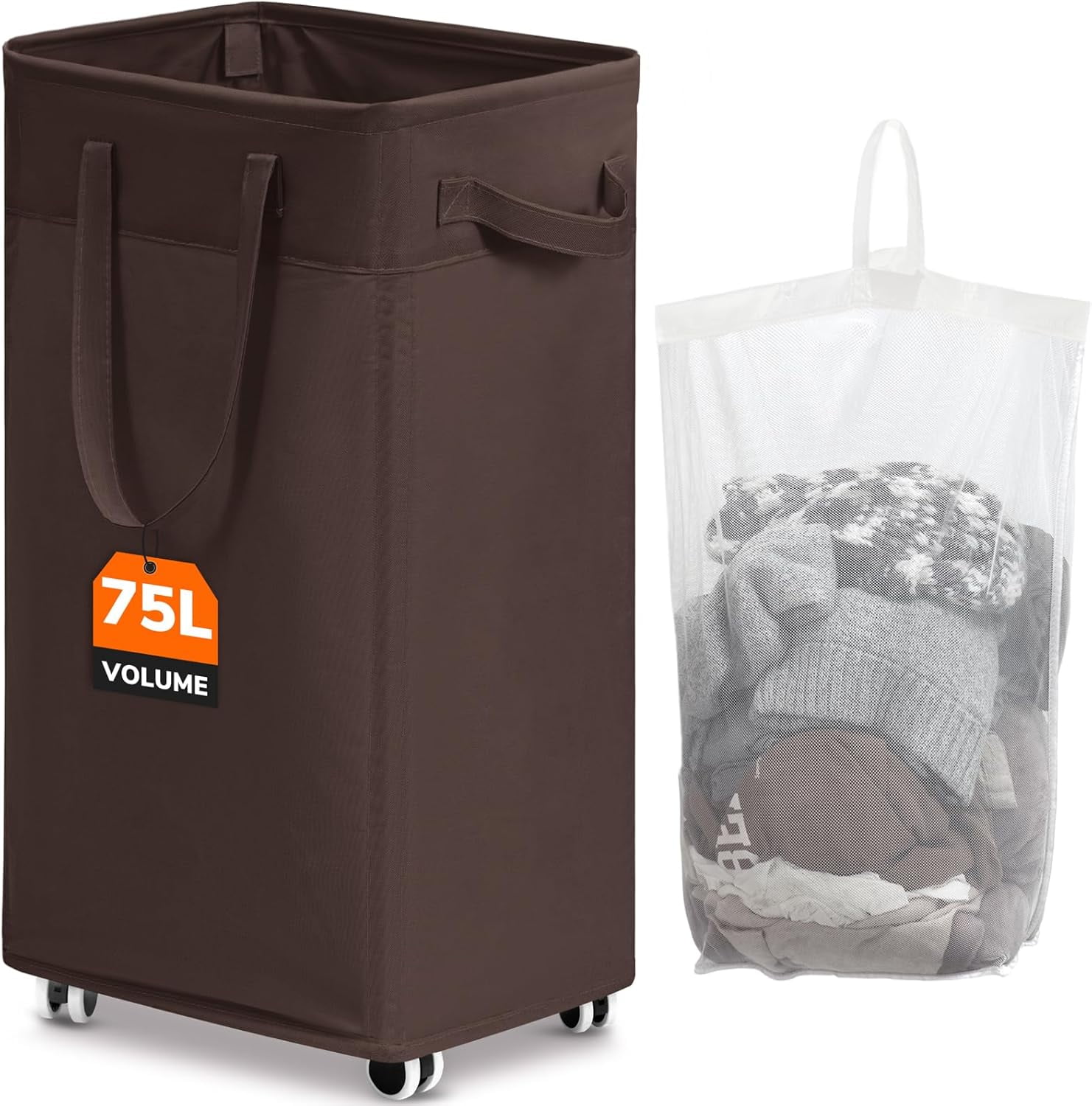 Rolling Laundry Hamper with Wheels, 75L Clothes Hampers for Laundry and ...
