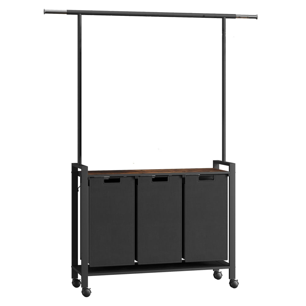 Zzistar Rolling Laundry Sorter Cart, 3 Removable Bags, Hanging Rod ...