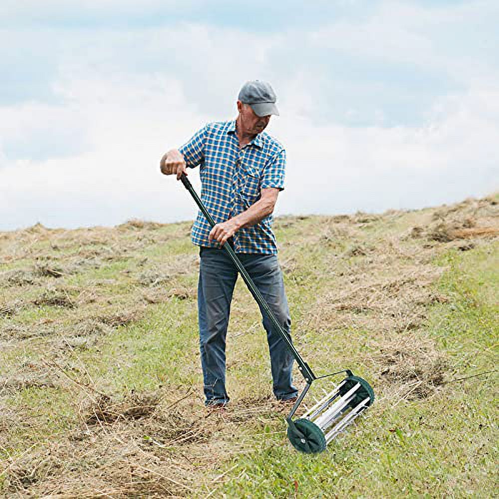 Rolling Lawn Aerator, 18" Rotary Push Tine Spike Soil Lawn Aerator ...