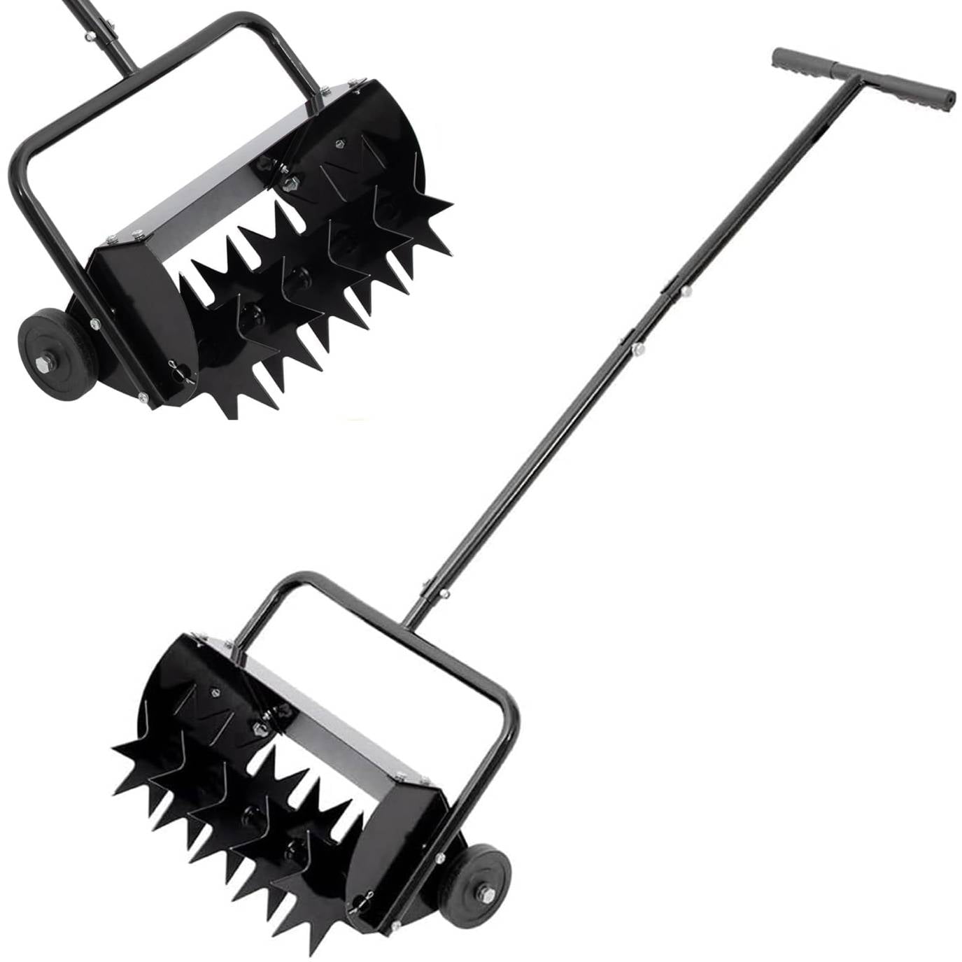 Rolling Lawn Aerator, Push Lawn Aerator with Adjustable Steel T-Handle ...