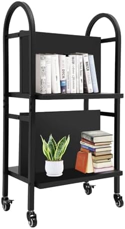 Rolling Library Book Cart,34 Inches Tall, 100LBS Capacity Double Sided ...