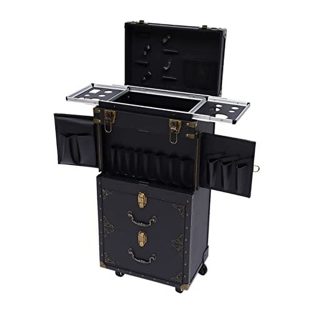 Rolling Lockable Makeup Train Case, Aluminum Trolley Case Makeup Tool ...