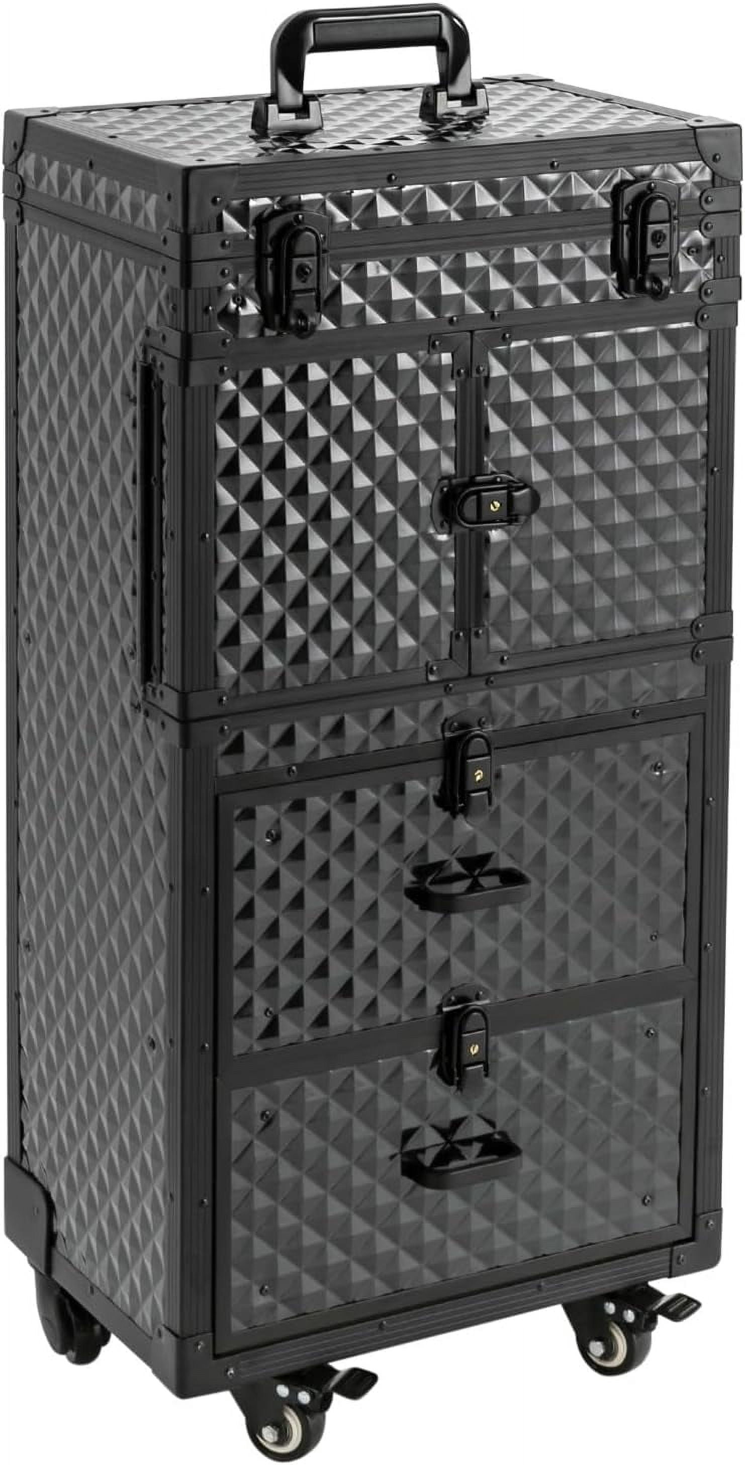 Rolling Lockable Makeup Train Case,Large Cosmetic Organizer Train Case ...