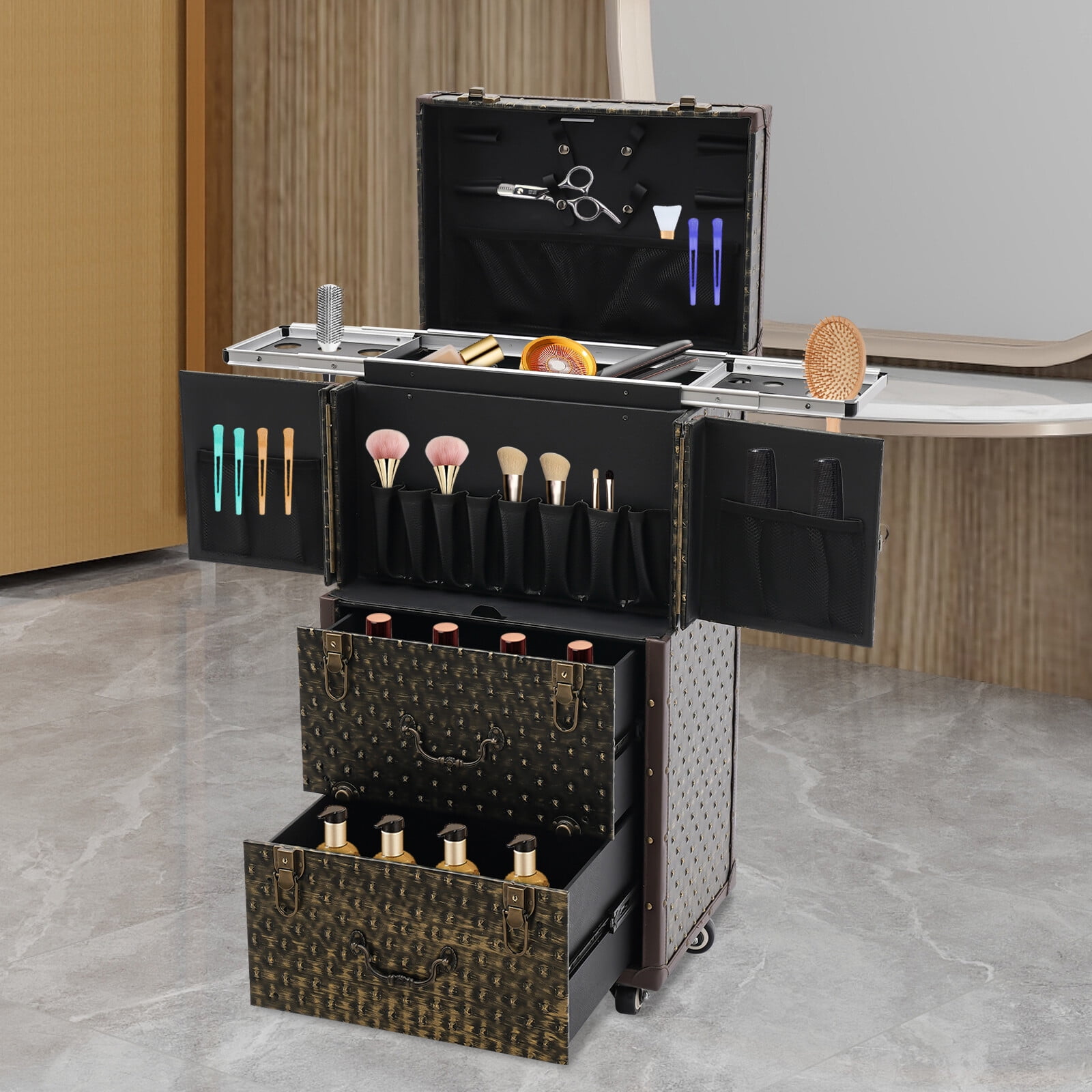 Rolling Lockable Makeup Train Case Organizer Trolley Lockable ...