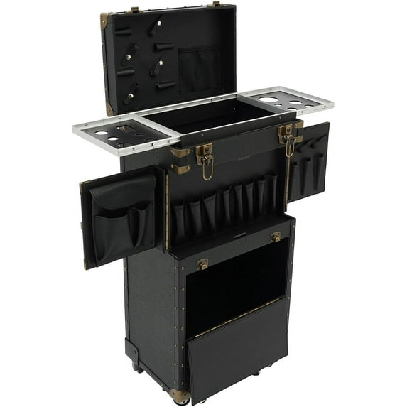 Rolling Lockable Makeup Train Case with 4 Wheels, Professional ...