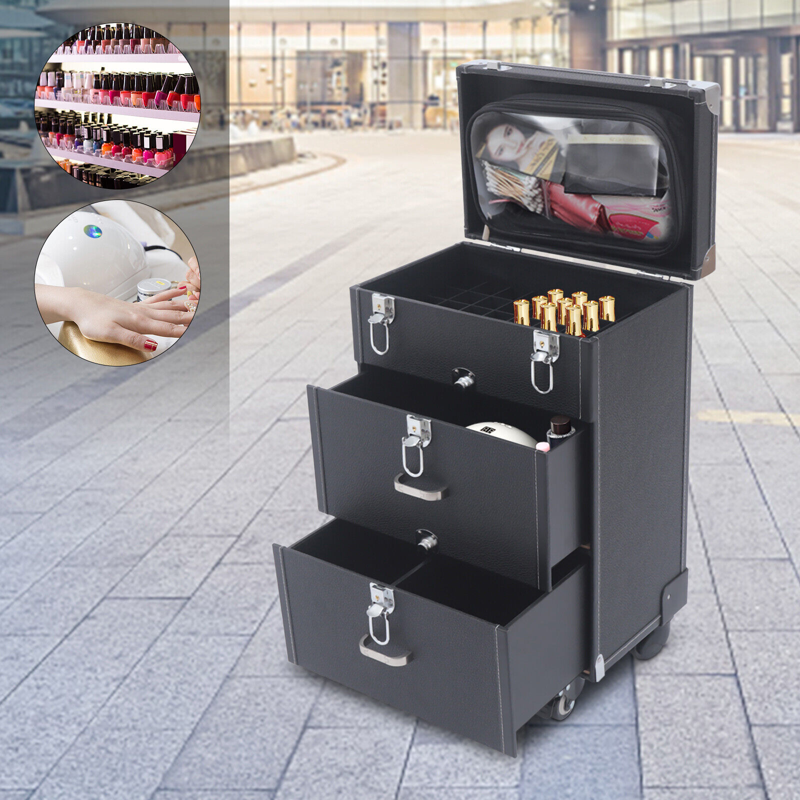 Rolling Makeup Bags & Cases Trolley Storage Large Capacity Suitcase ...