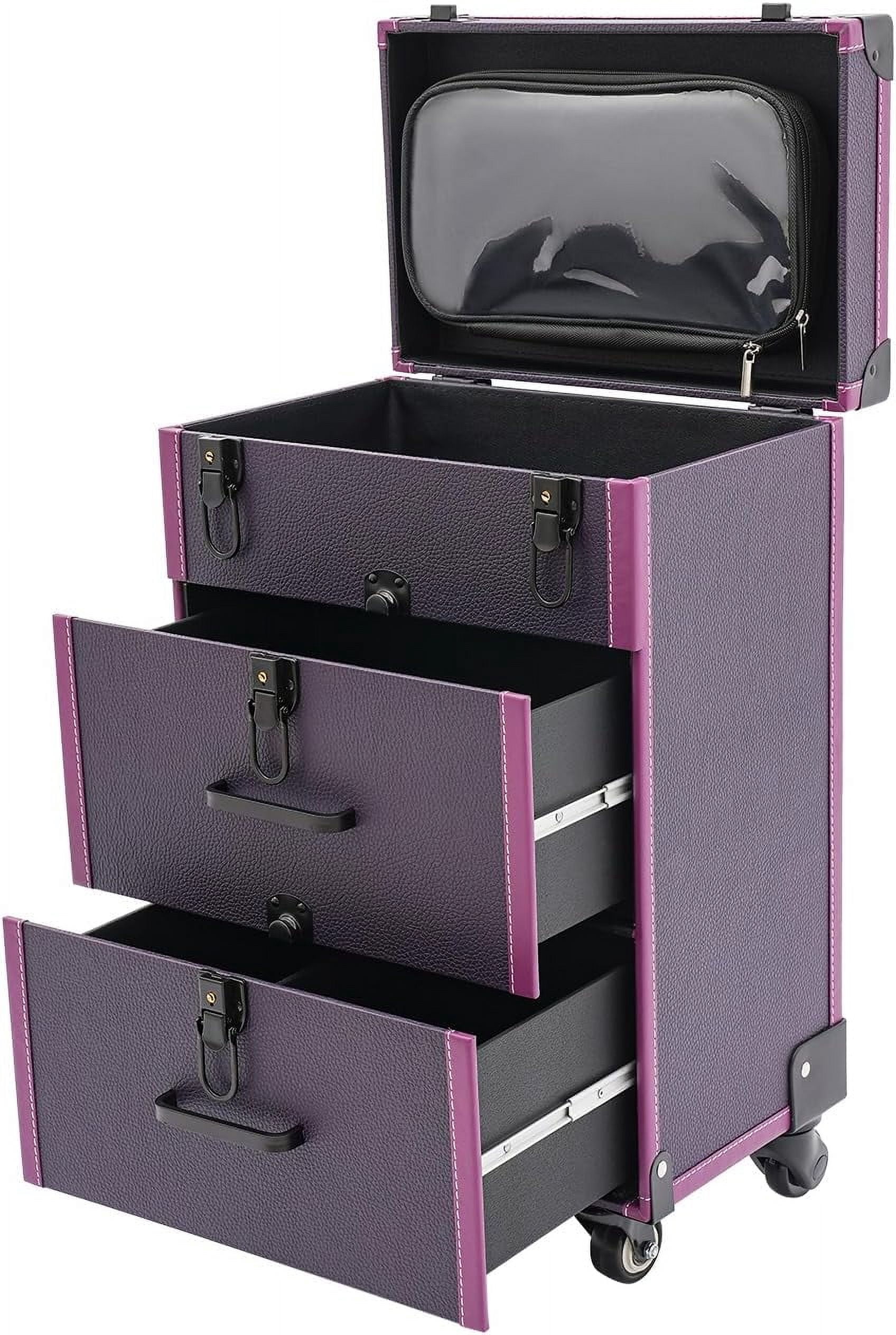 Rolling Makeup Case, 14.1 * 9 * 22.4in Cosmetic Case Trolley, Lockable ...