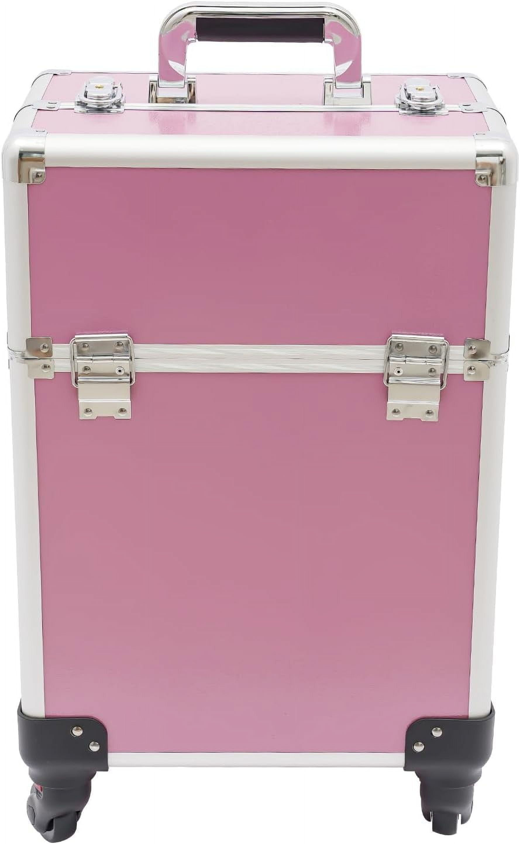 Rolling Makeup Case with 2 Keys Drawer Cosmetology Case on Wheels ...