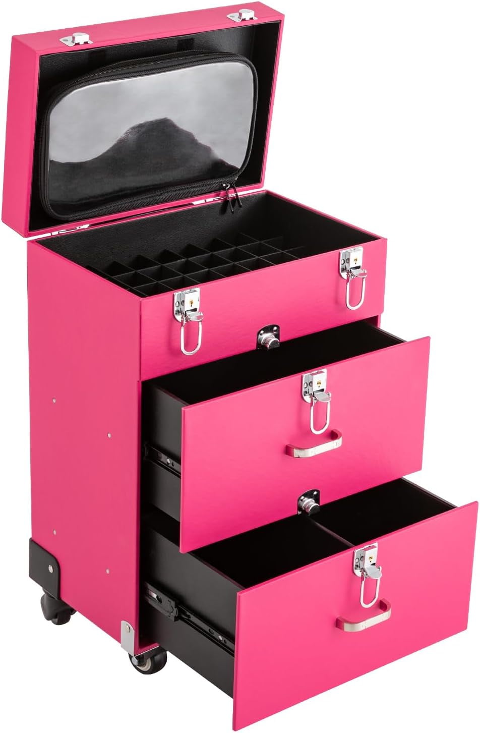 Rolling Makeup Case, Large Cosmetic Trolley with Locks, Professional ...