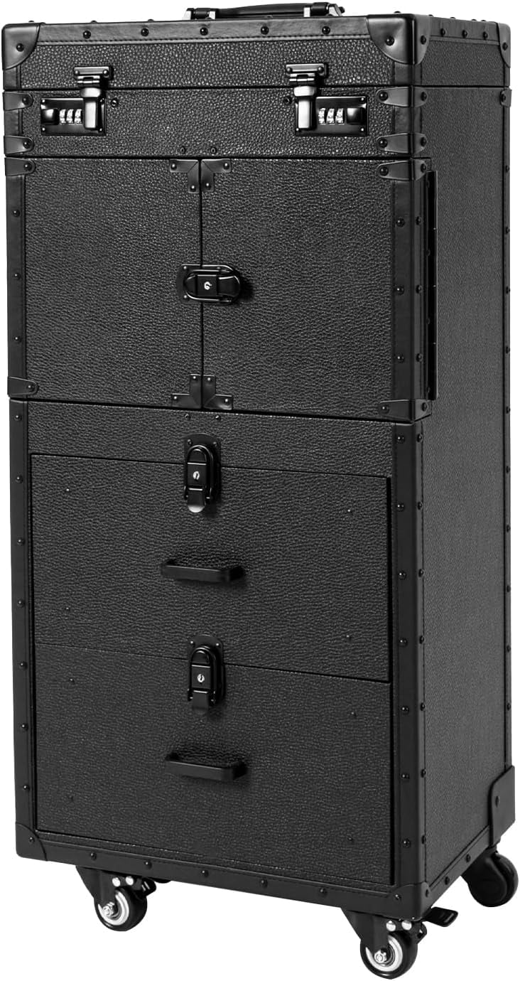 Rolling Makeup Case Large Storage Cosmetic Trolley, Rolling Lockable ...