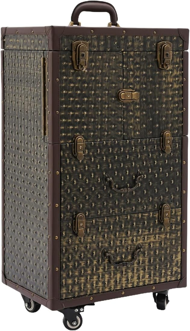 Rolling Makeup Case Large Storage Cosmetic Trolley, Rolling Lockable ...