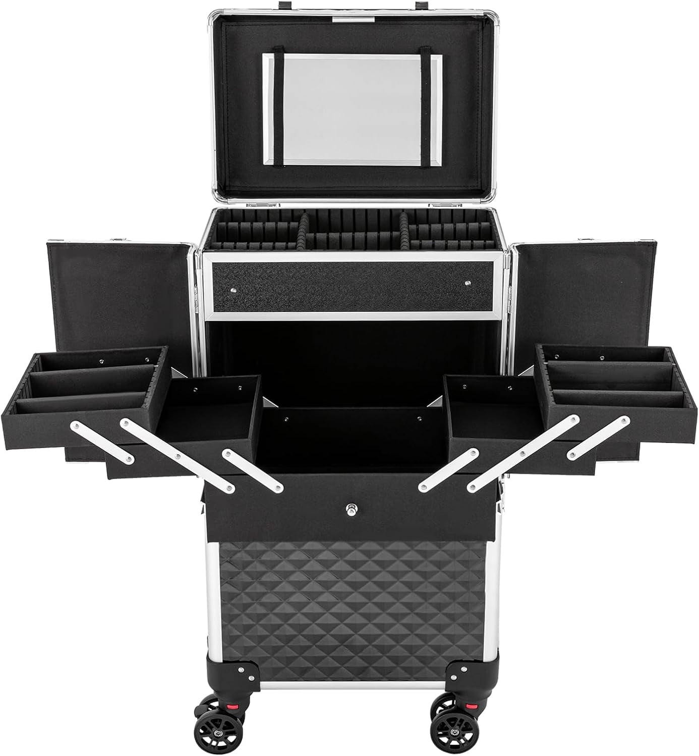 Rolling Makeup Case, Professional Makeup Artist Case with Wheels Large ...