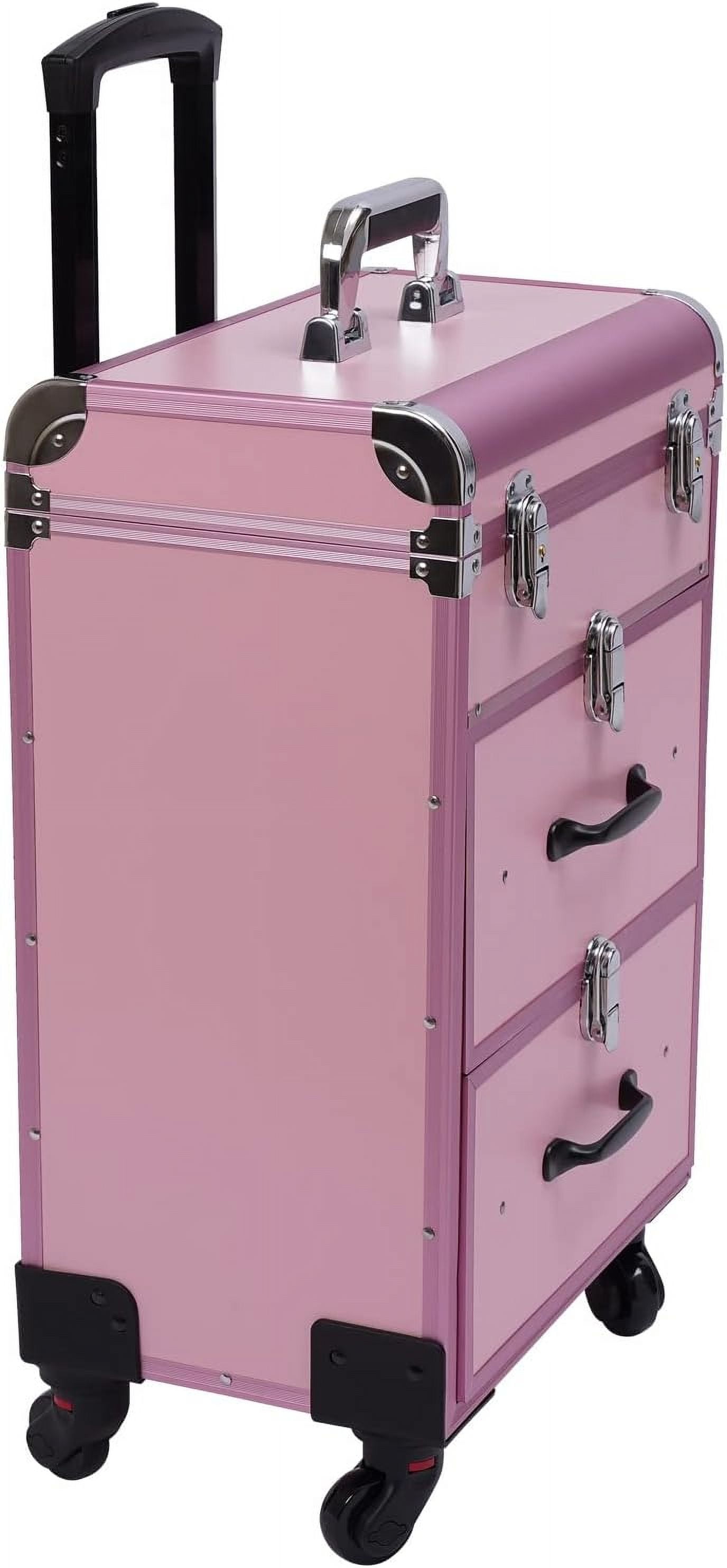 Rolling Makeup Case, Professional Rolling Makeup Train Case with ...