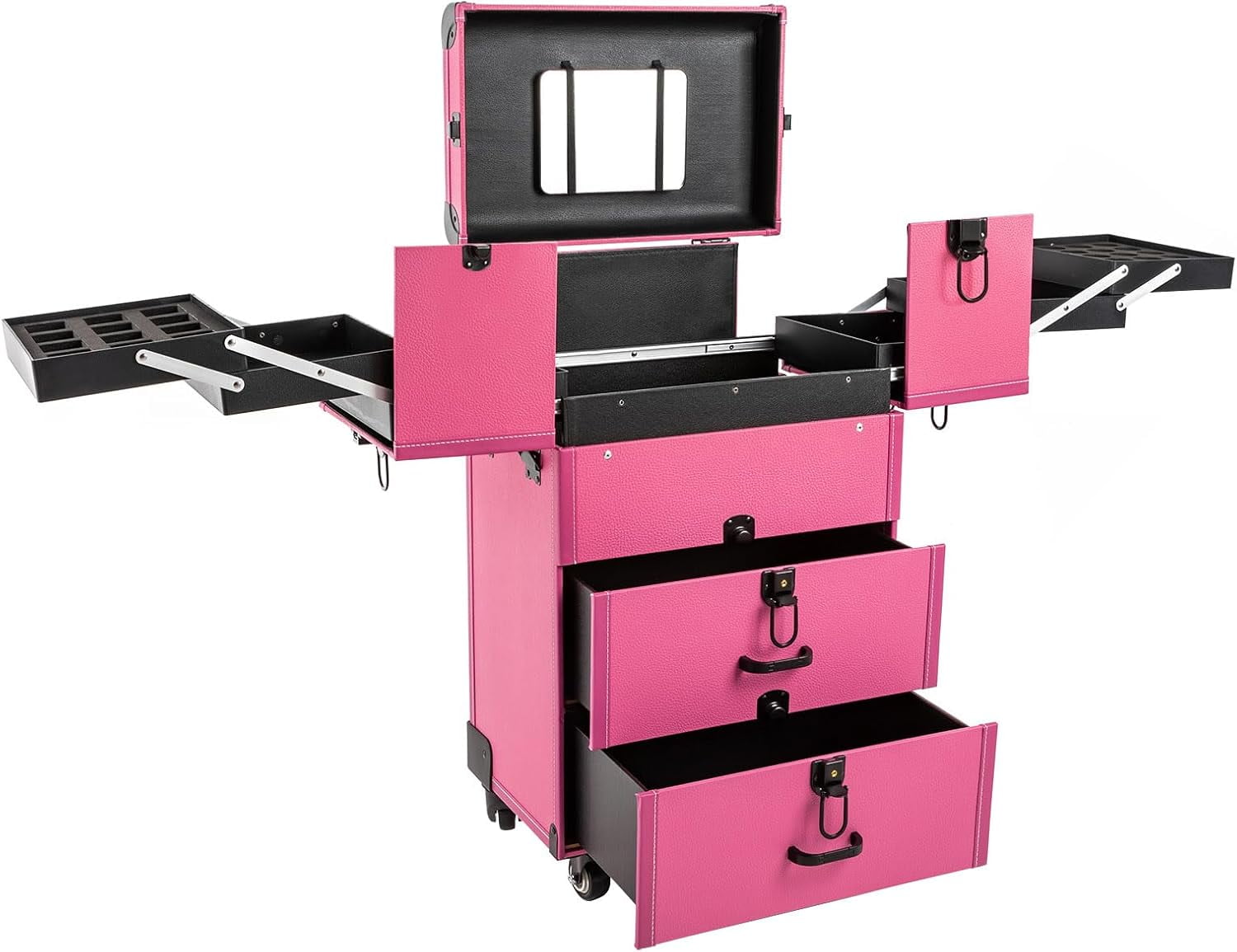 Rolling Makeup Case Salon Barber Case Professional Cosmetic Trolley ...