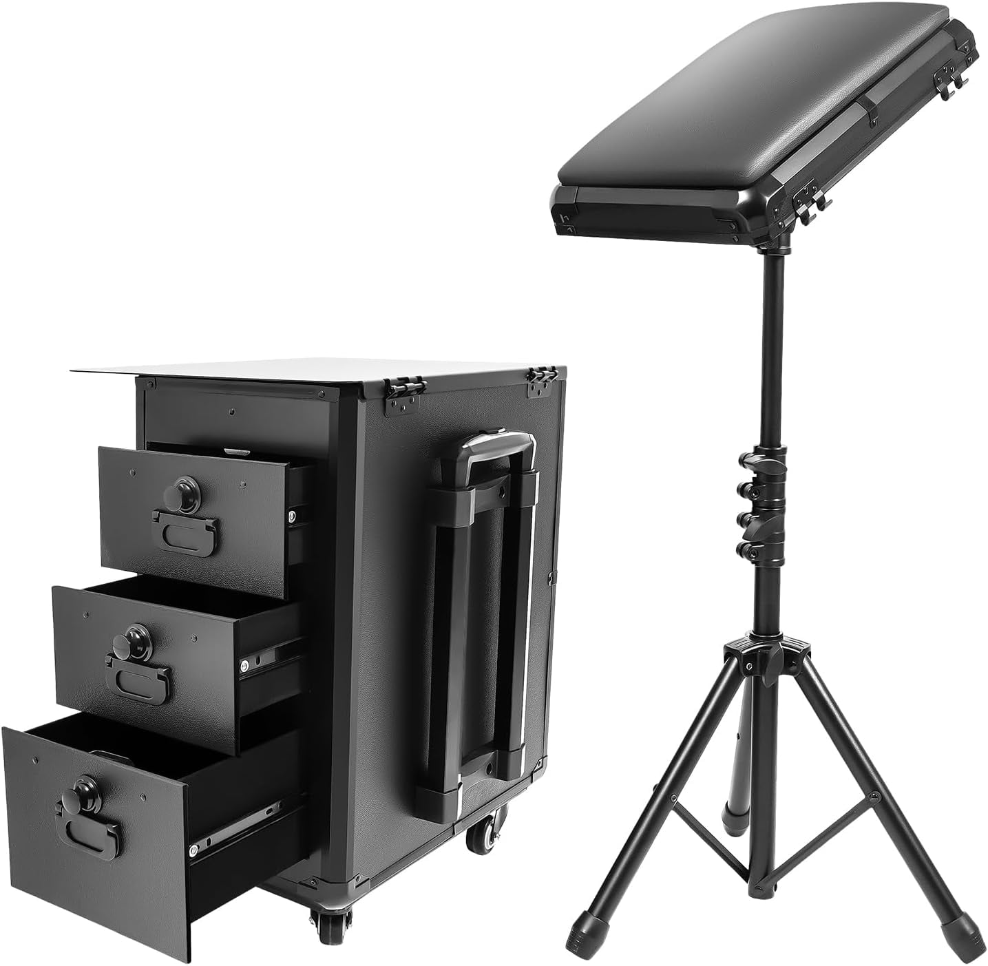 Rolling Makeup Case with Tattoo Armrest Stand, 2 in 1 Portable Tattoo ...