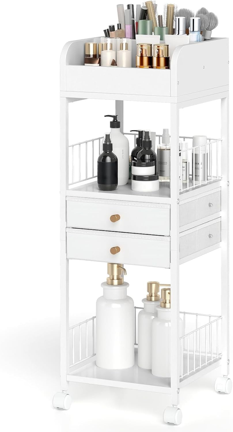 Rolling Makeup Organizer Cart, Floor Skincare Organizer and Storage ...