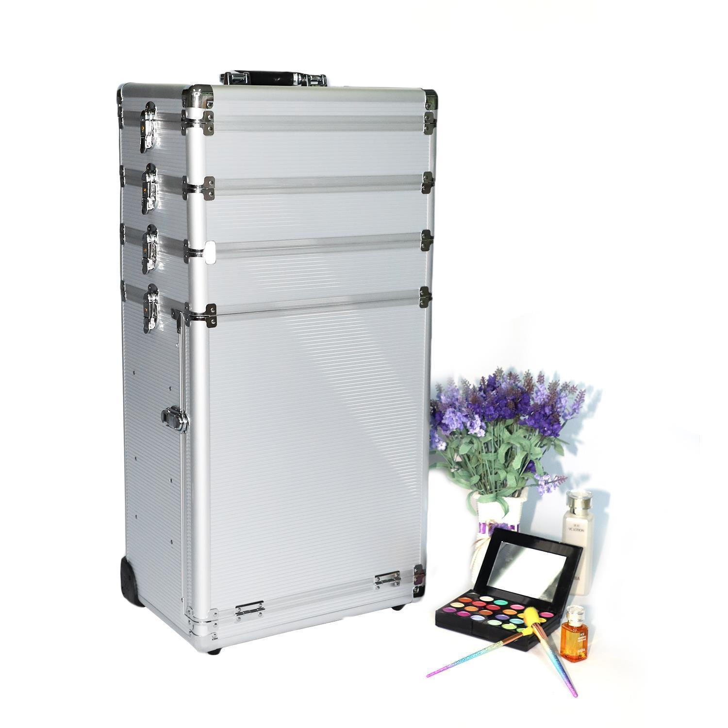 Rolling Makeup Train Case 3 in 1 Cosmetic Makeup Case Large Aluminum ...