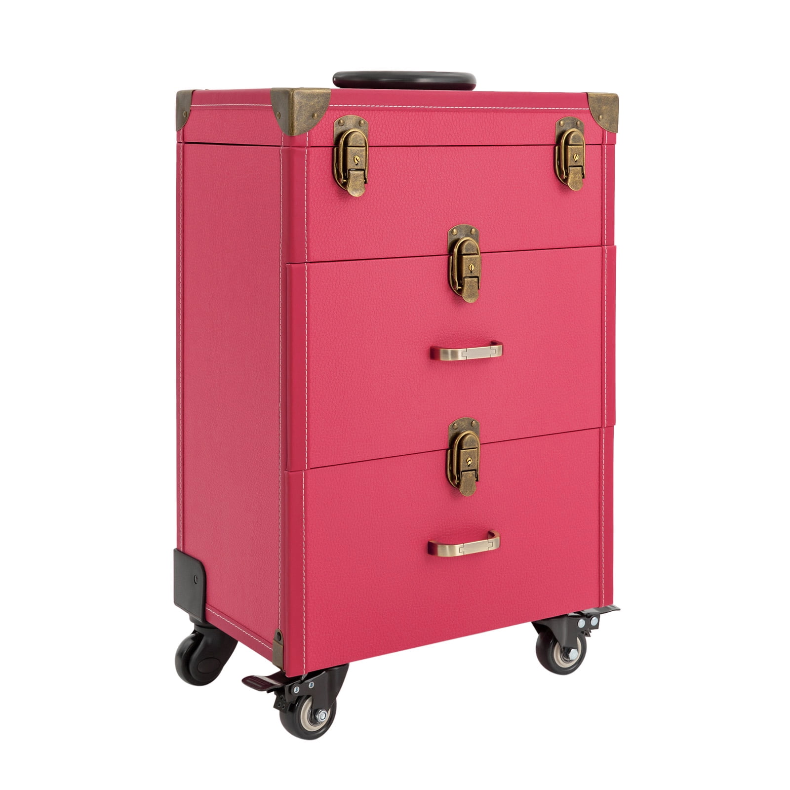 TOOL1SHOoo Rolling Makeup Train Case,3-Tier Large Aluminum Lockable ...