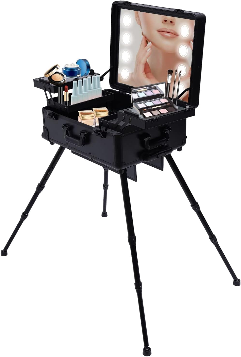 Rolling Makeup Train Case Cosmetic Organizer Storage Trolley Cosmetic ...