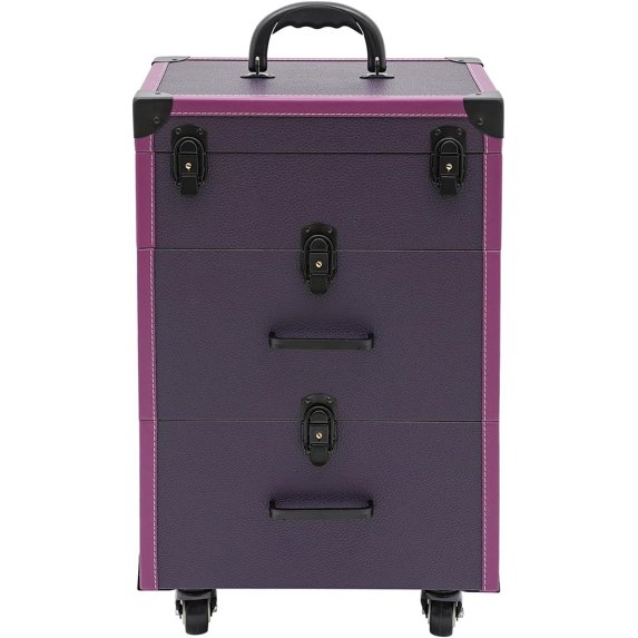 Rolling Makeup Train Case Cosmetic Trolley Makeup Storage Organizer ...