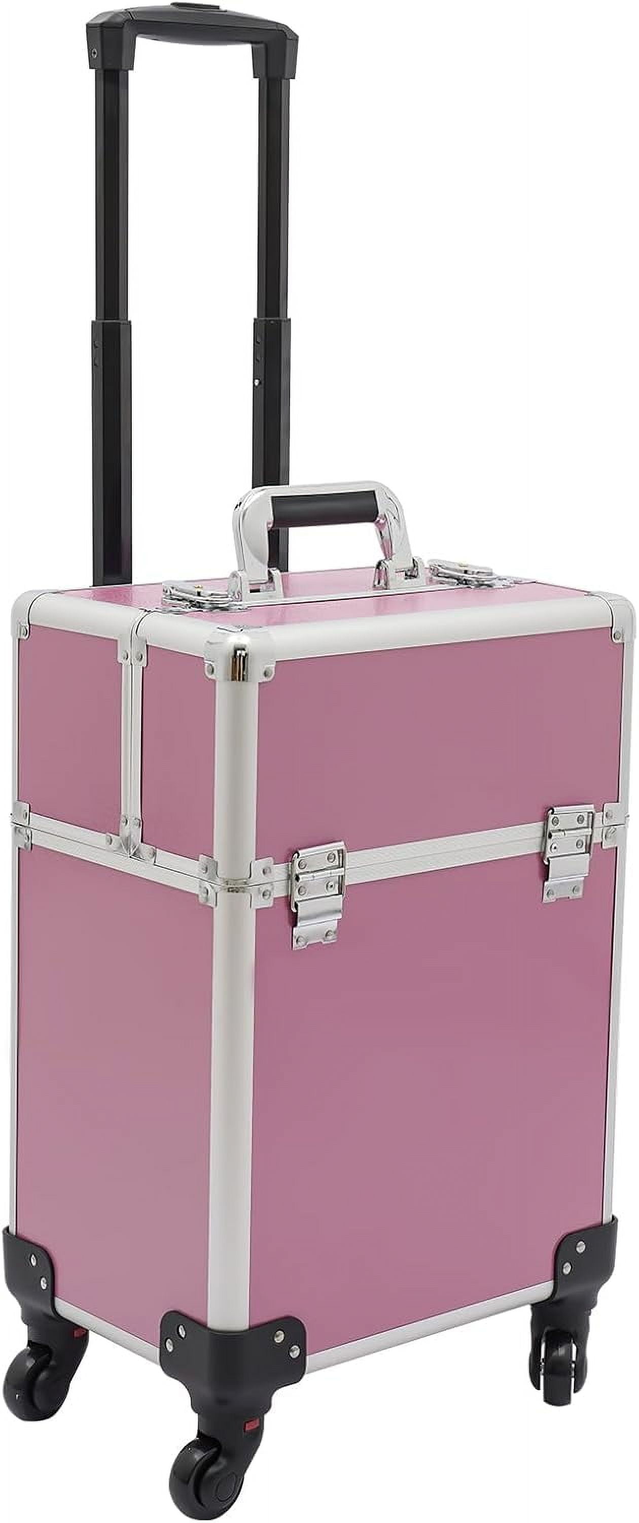 Rolling Makeup Train Case, Lockable Cosmetic Trolley with 2 Keys ...