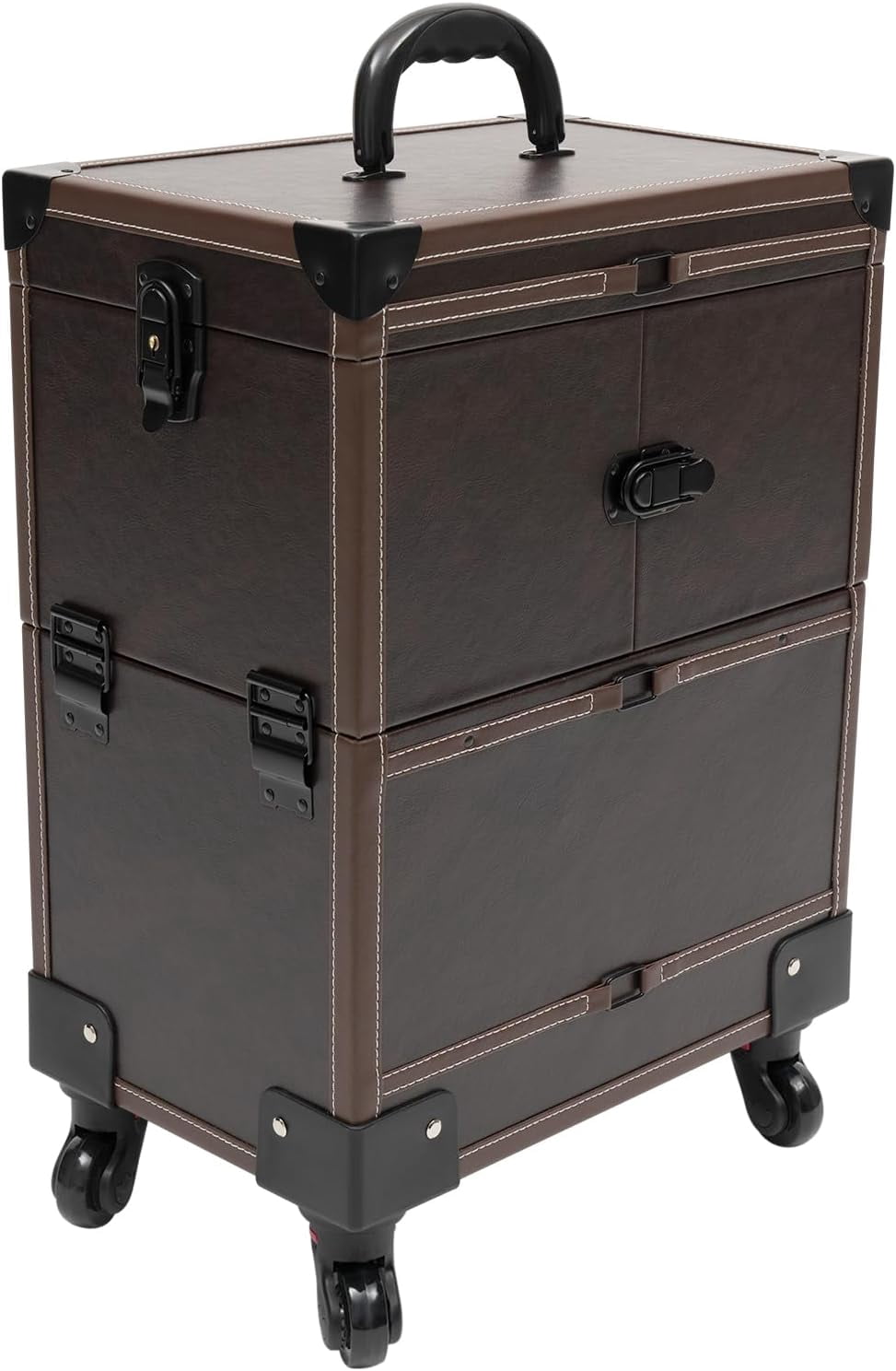 Rolling Makeup Train Case Lockable Portable Cosmetic Organizer Trolley ...