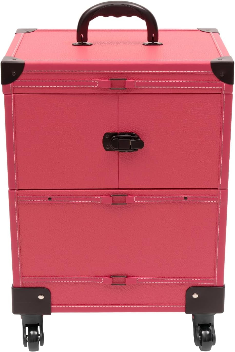 Rolling Makeup Train Case Lockable Portable Cosmetic Organizer Trolley ...