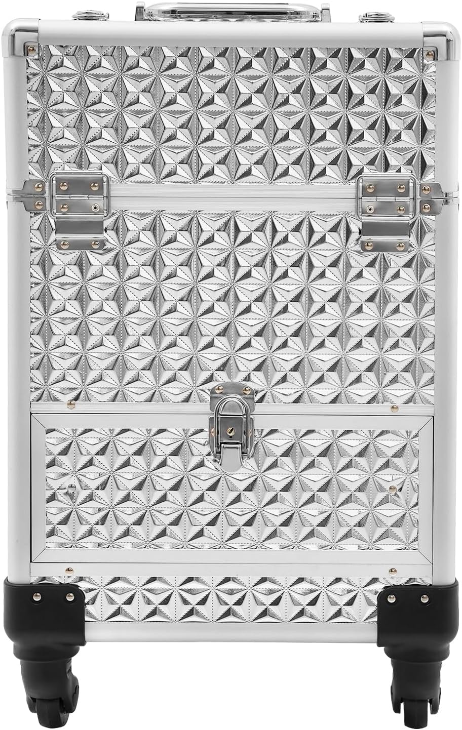 Rolling Makeup Train Case with Locks and Drawers, Professional Aluminum ...