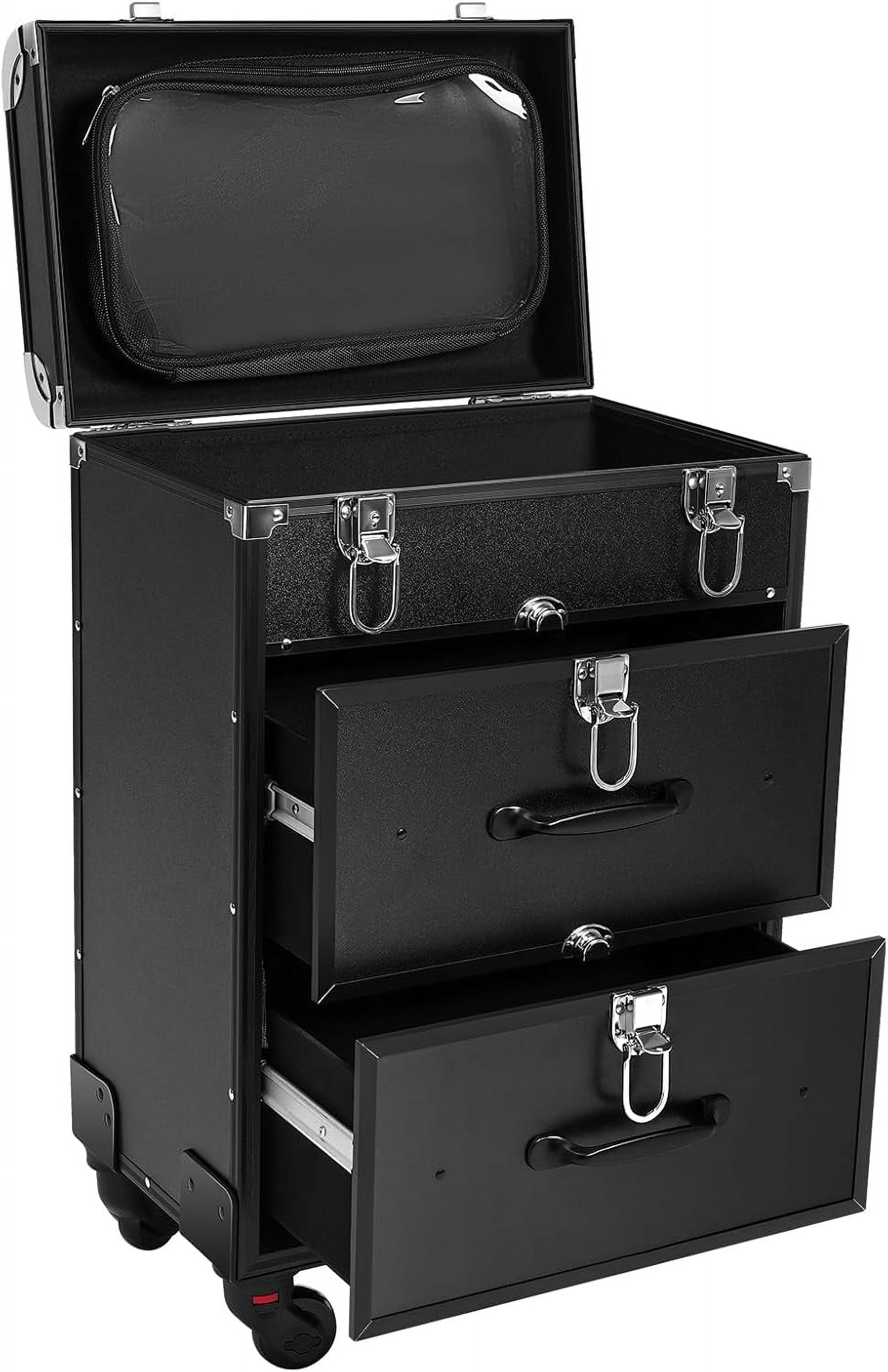 Rolling Makeup Train Case, Professional Aluminum Large Makeup Organizer ...