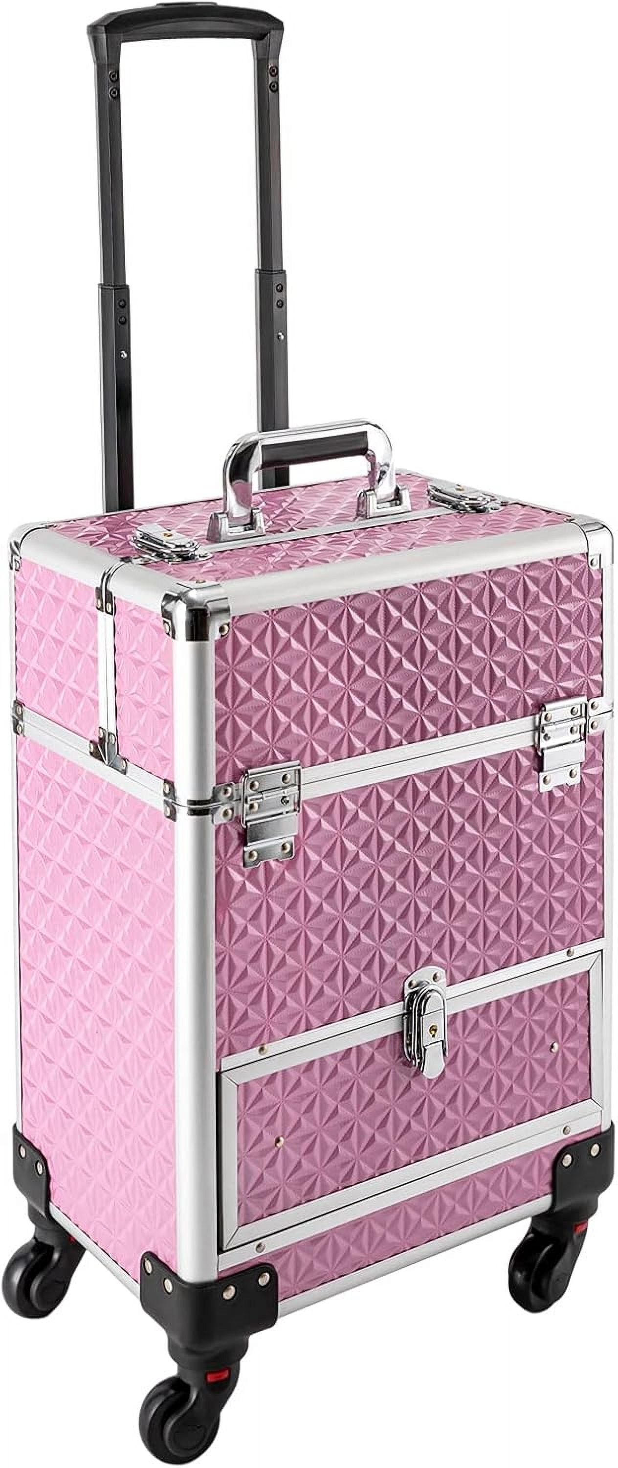 Rolling Makeup Train Case,Professional Makeup Trolley with Drawer ...