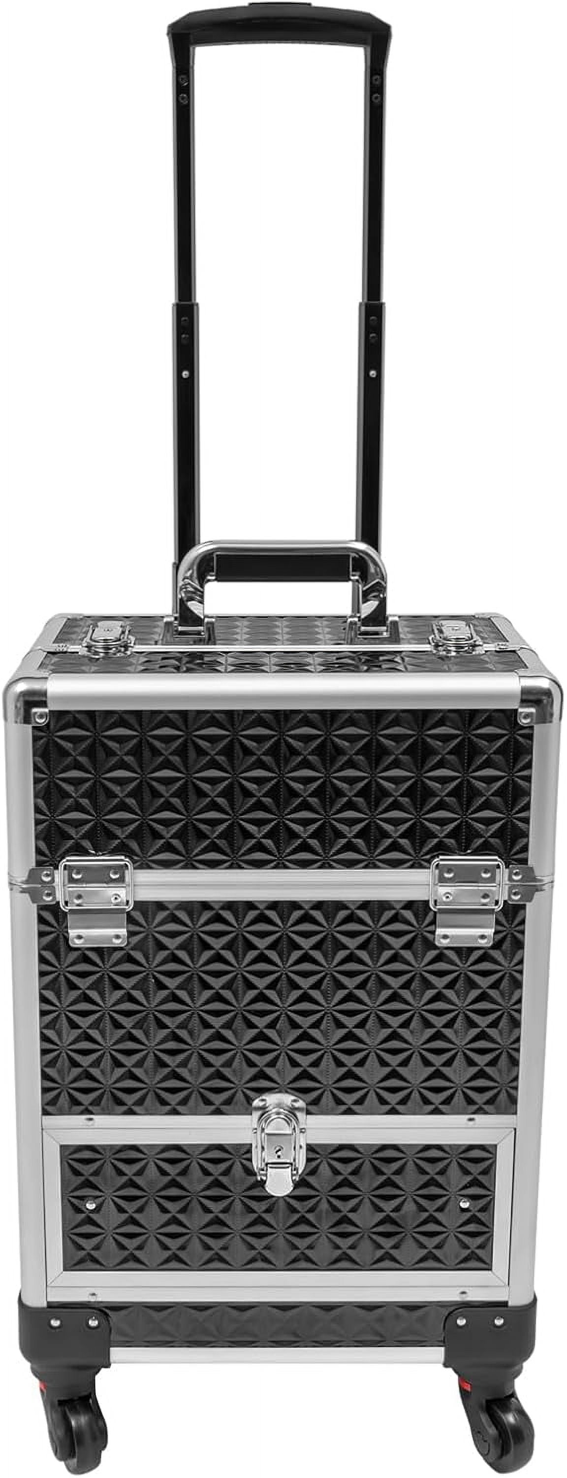 Rolling Makeup Train Case with Storage Sliding Drawer and Removable ...