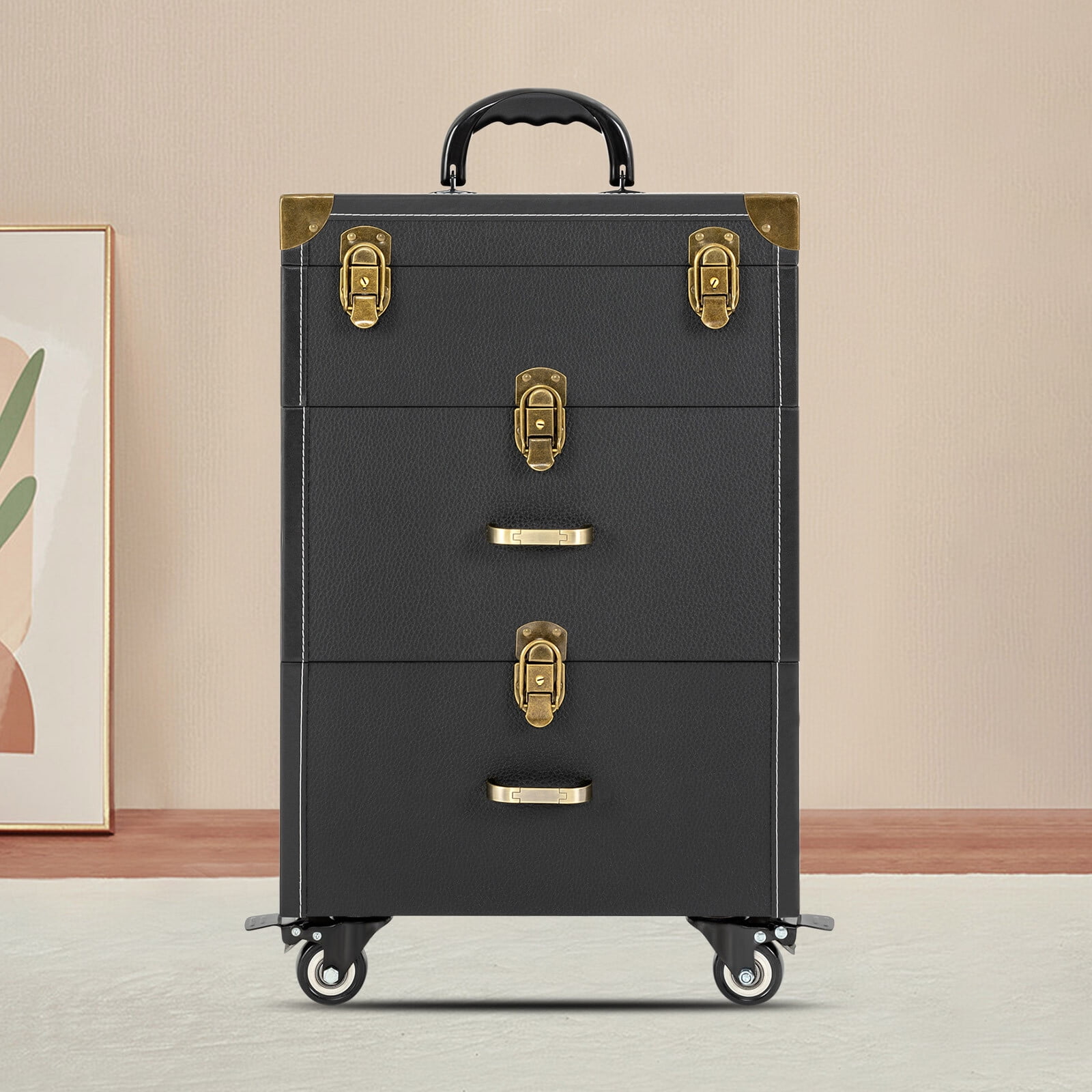 Rolling Manicure Table Nail Desk Travel Train Case Cosmetic Trolley ...