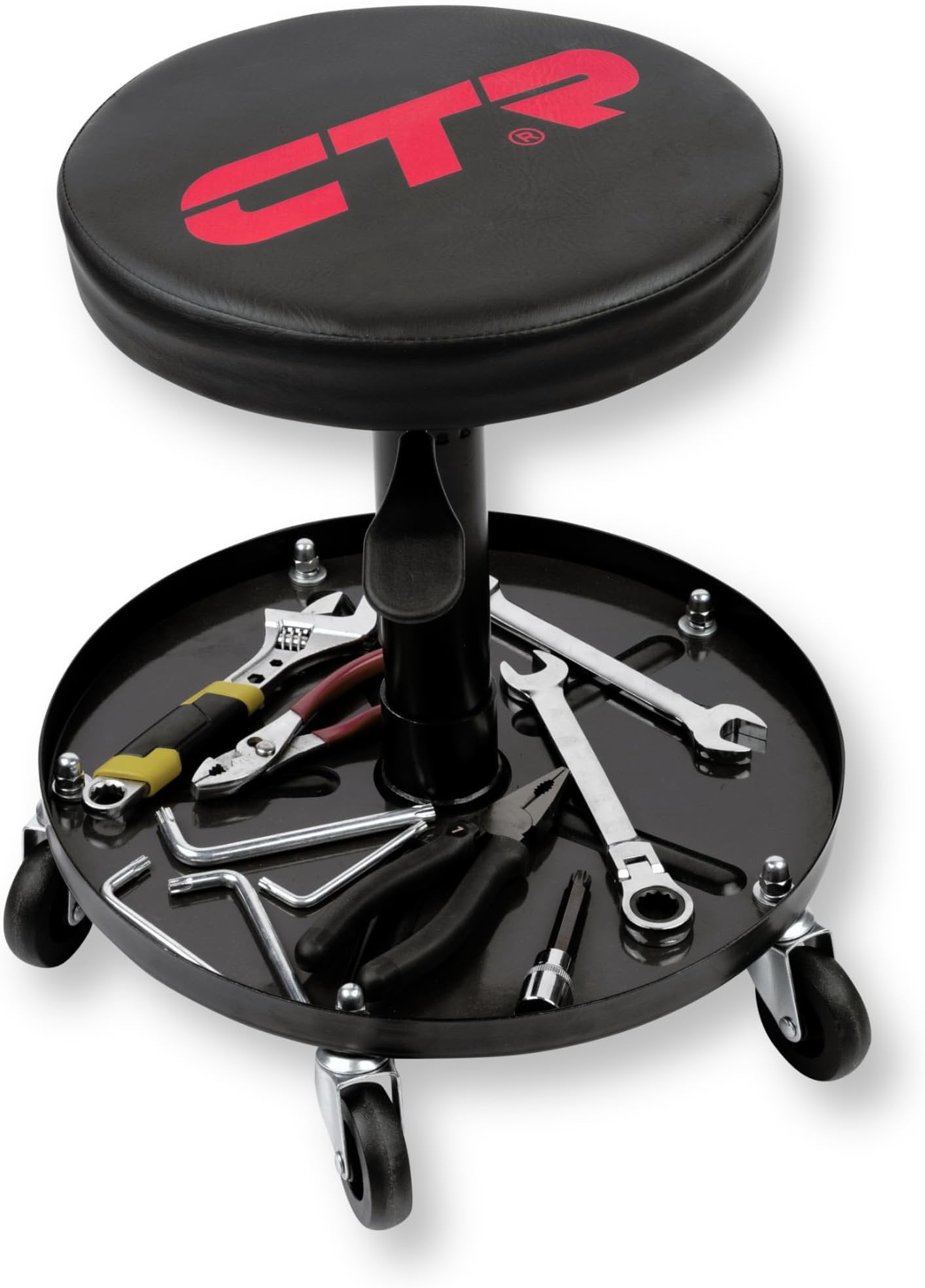 Rolling Mechanic Shop Stool with Tool Tray, Heavy Duty Work Stool ...