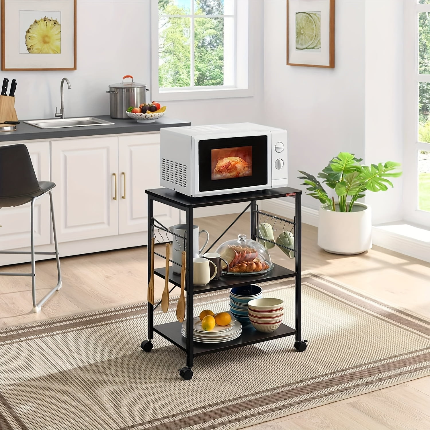 [Rolling Microwave Cart] Guang Sheng Pu 3-Tier Rolling Microwave Cart ...