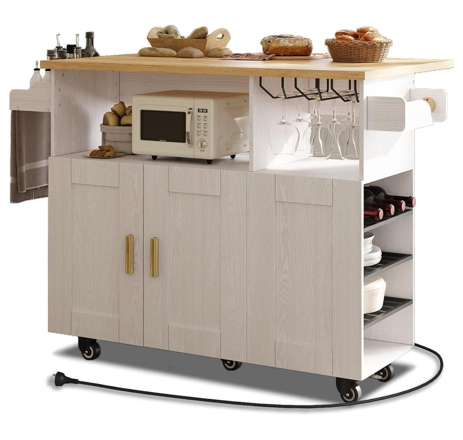 Rolling Mobile Kitchen Island Cart Bar with Desktop Drop Leaf ...
