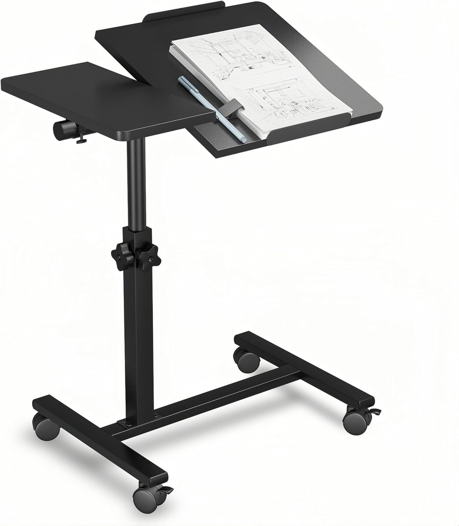 Rolling Over Bed Table Adjustable Height with Wheels Side Table for ...