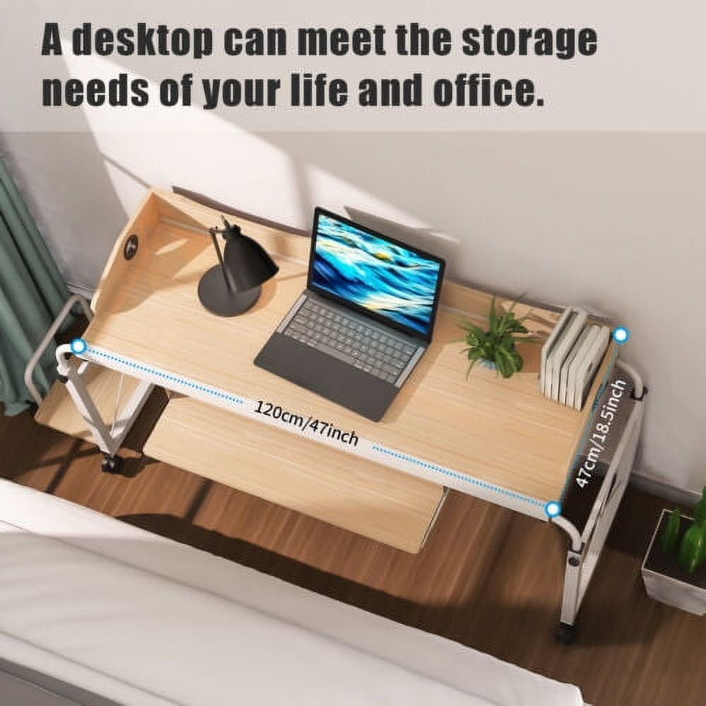 Rolling Over bed Table Desk Adjustable Height Laptop Computer Desk Cart ...