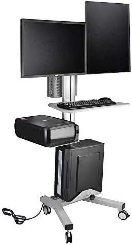 Rolling PC Cart Mobile Computer Standing Workstation Portable Moving ...
