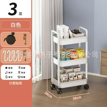 YUANYE 3-Tier Slim Pantry & Utility Rolling Storage Cart with Movable ...