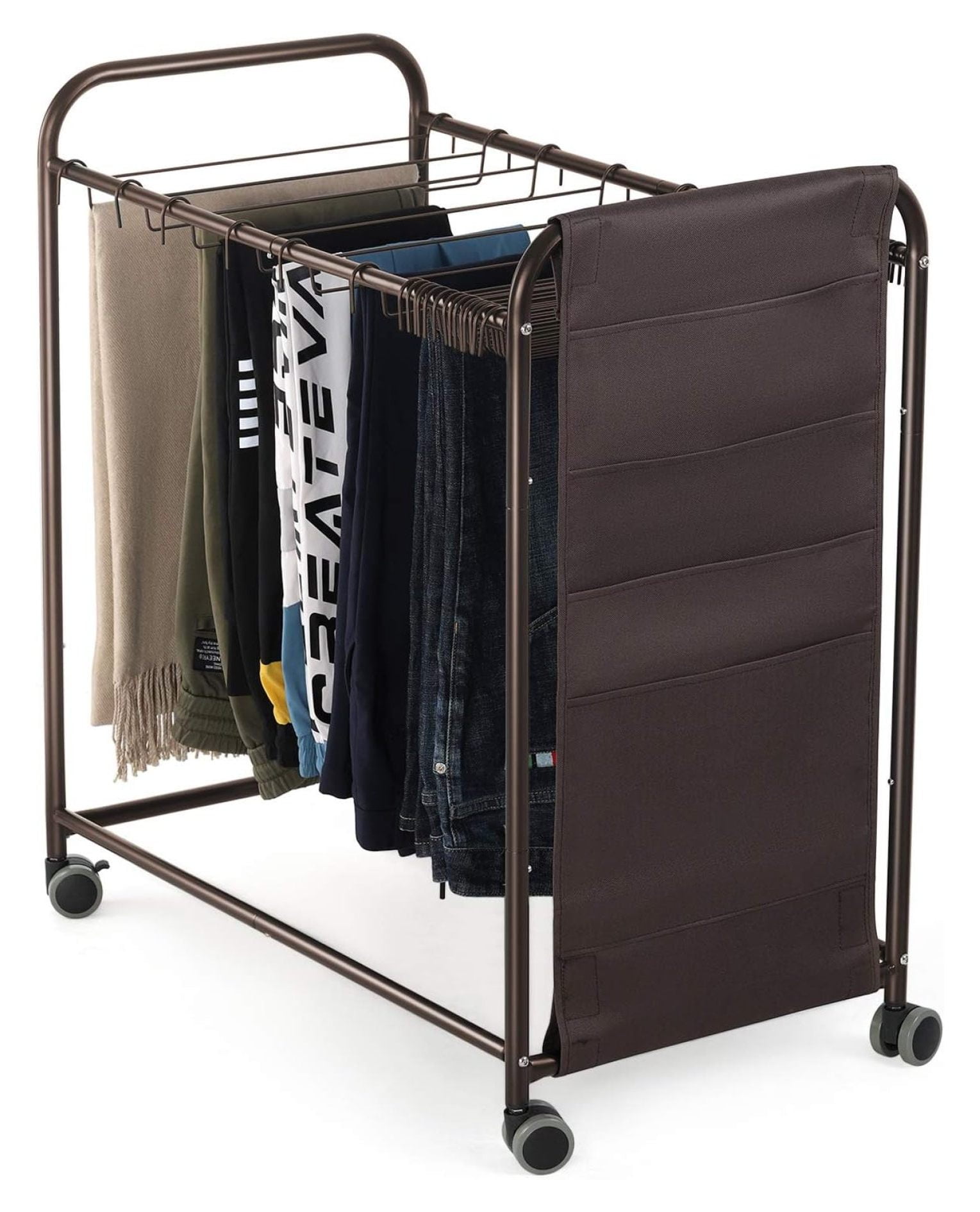 Rolling Pants Trolley Pants Hangers Pants Rack with 20 Hangers Closet ...